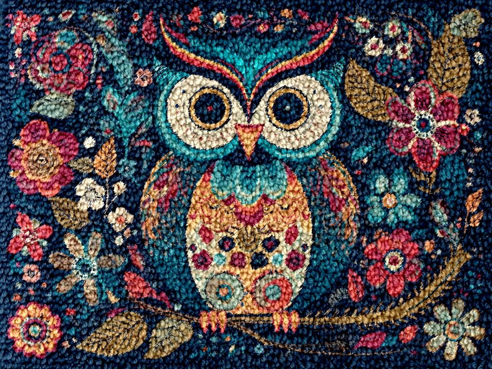 Easy DIY Latch Hook Rug Kits Flowers Owl Bird DIY Tapestry Crochet ...