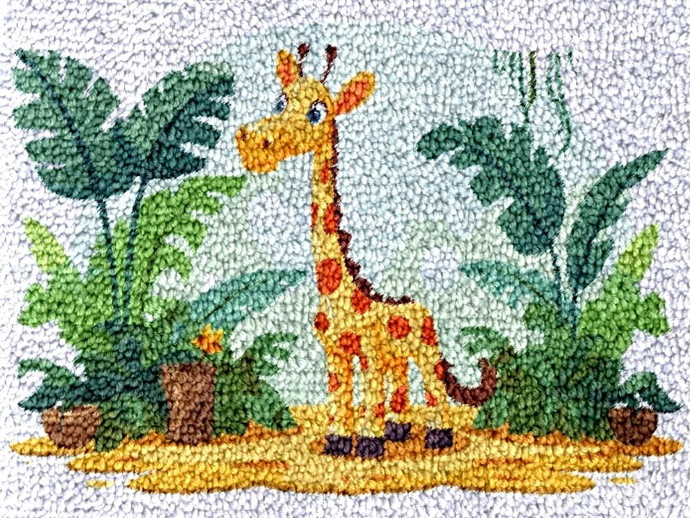 Easy DIY Latch Hook Rug Kits Giraffe & Tropical Plants DIY Tapestry ...