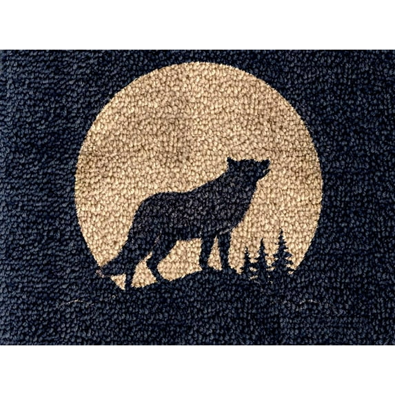 Easy DIY Latch Hook Rug Kits Howling Wolf under Moon DIY Tapestry ...