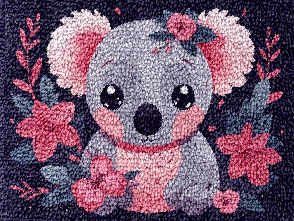 Easy DIY Latch Hook Rug Kits Koala Bears and Flowers DIY Tapestry ...