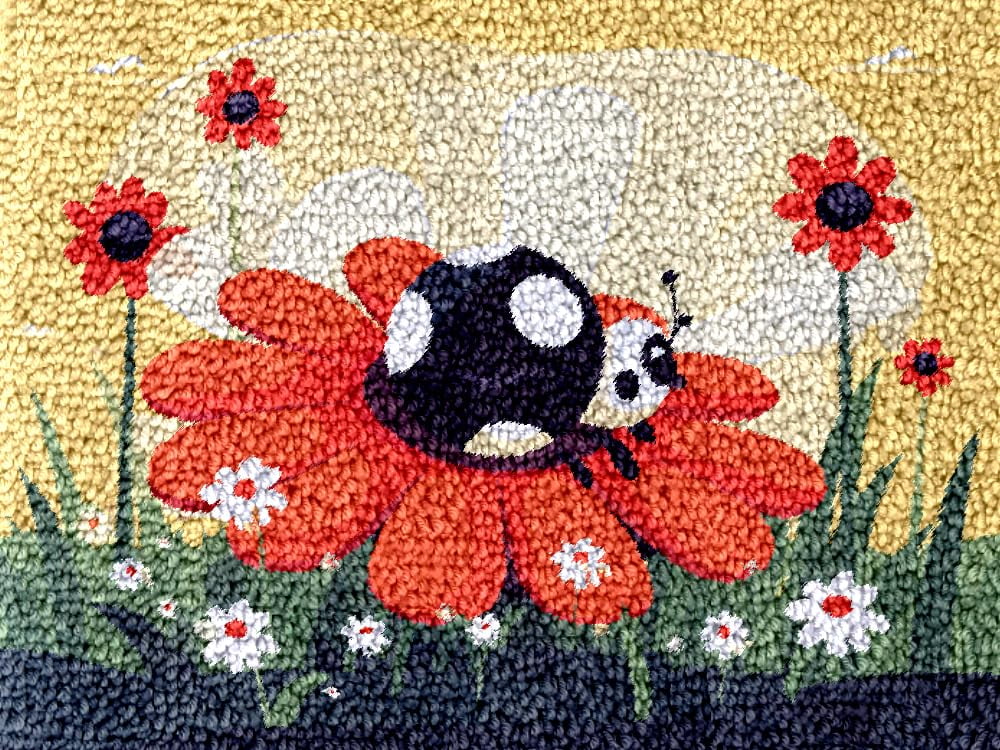 Easy DIY Latch Hook Rug Kits Ladybugs and Flowers DIY Tapestry Crochet ...