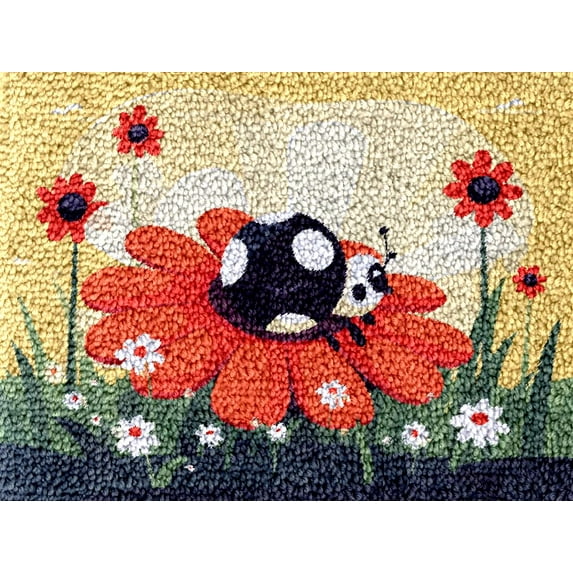 Easy DIY Latch Hook Rug Kits Ladybugs and Flowers DIY Tapestry Crochet ...