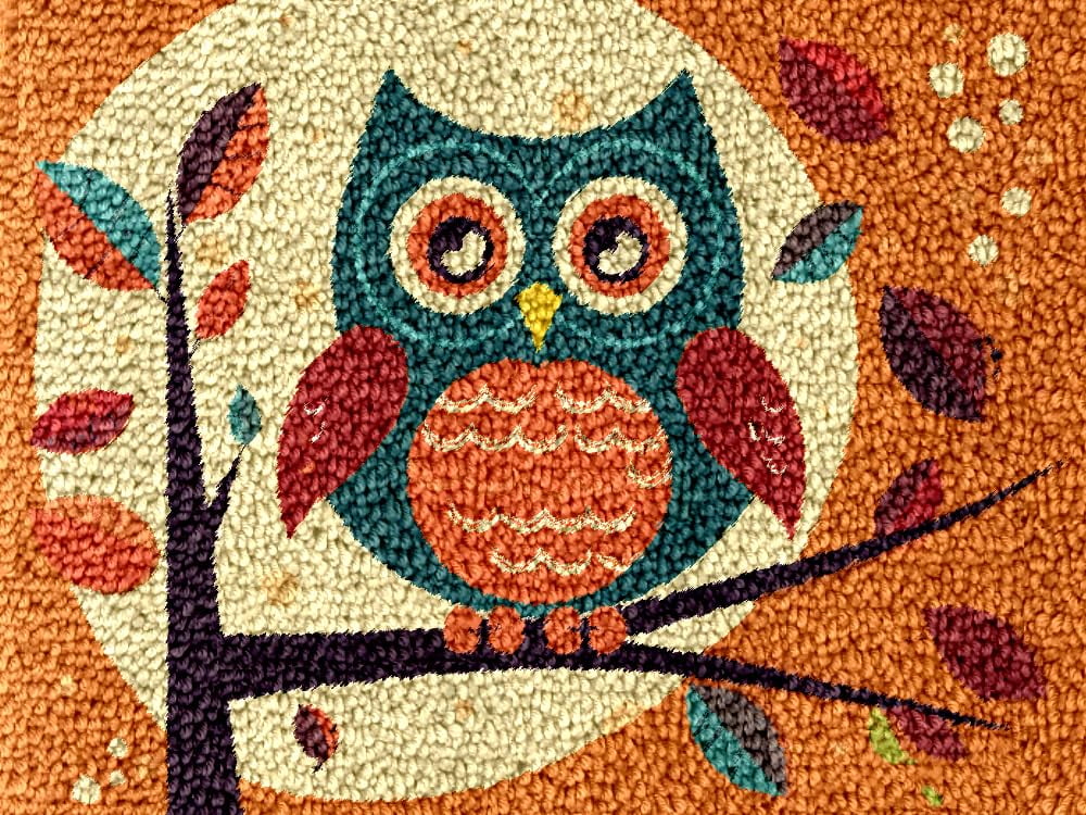 Easy DIY Latch Hook Rug Kits Owl Bird DIY Tapestry Crochet Hooking Mat ...