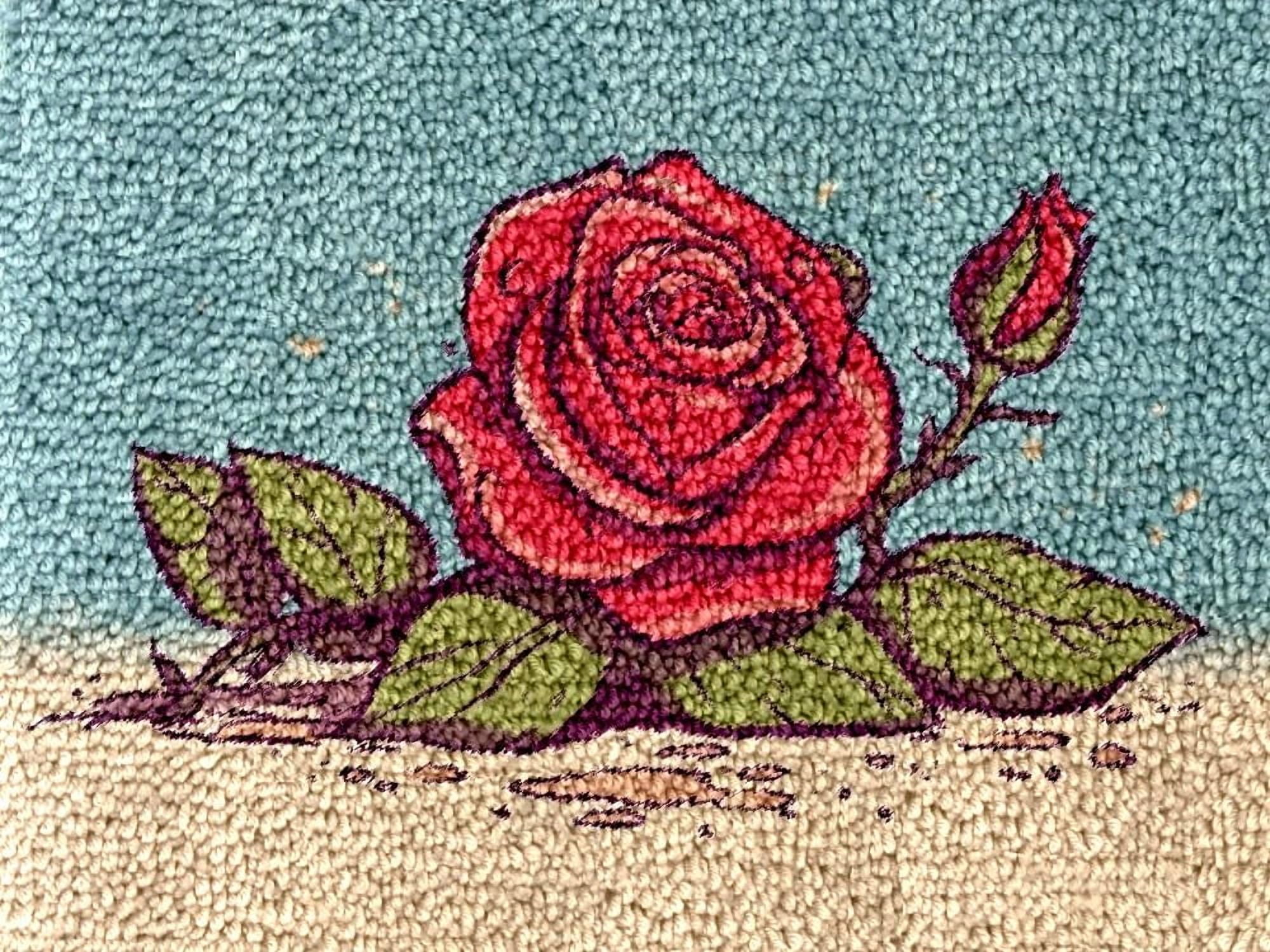 Easy DIY Latch Hook Rug Kits Rose DIY Tapestry Crochet Hooking Mat ...