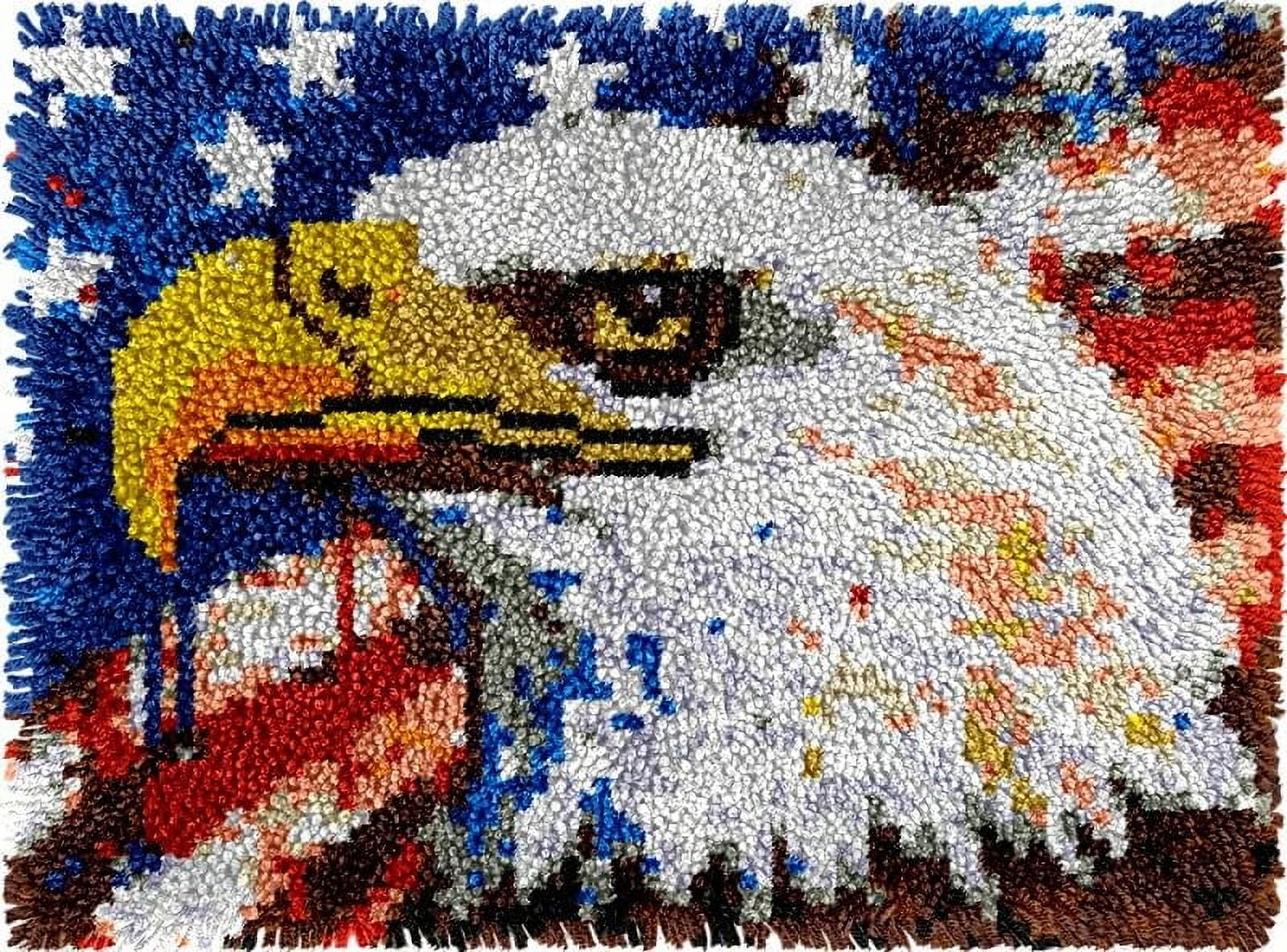 Easy DIY Latch Hook Rug Kits USA Flag Eagle DIY Cushion Tapestry Making ...
