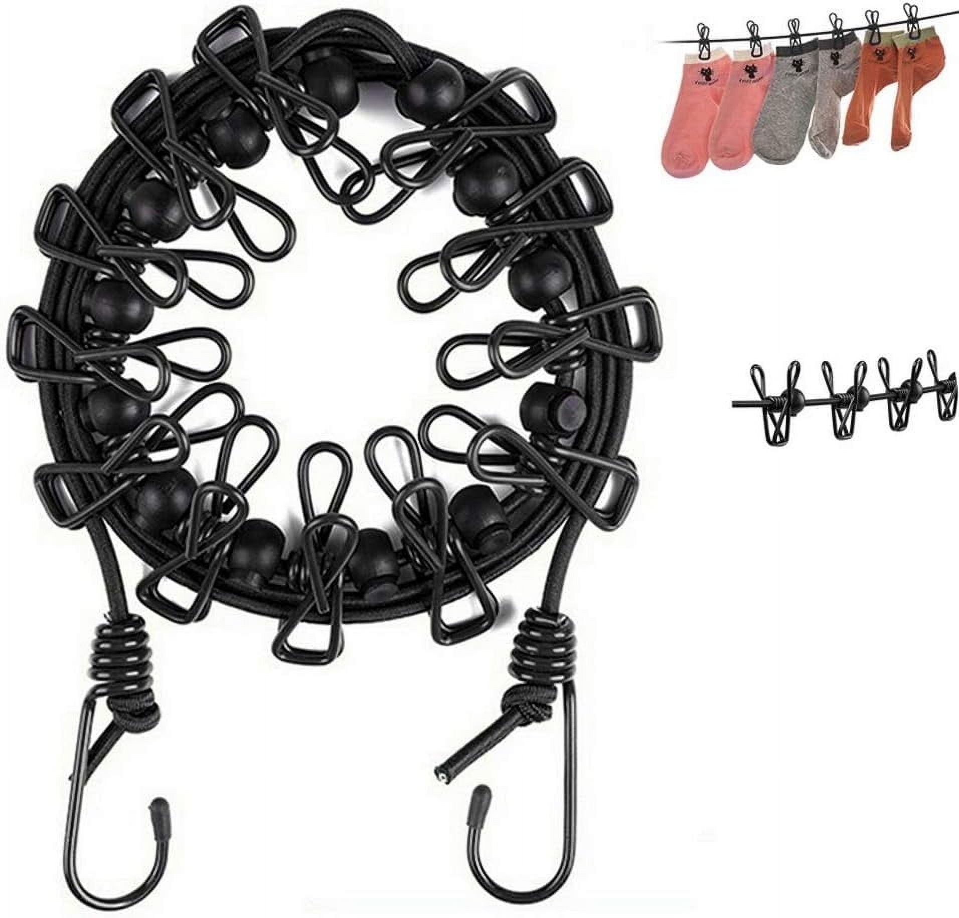 Easy to Fasten Metal Hooks Portable Clothesline, Elastic Laundry ...