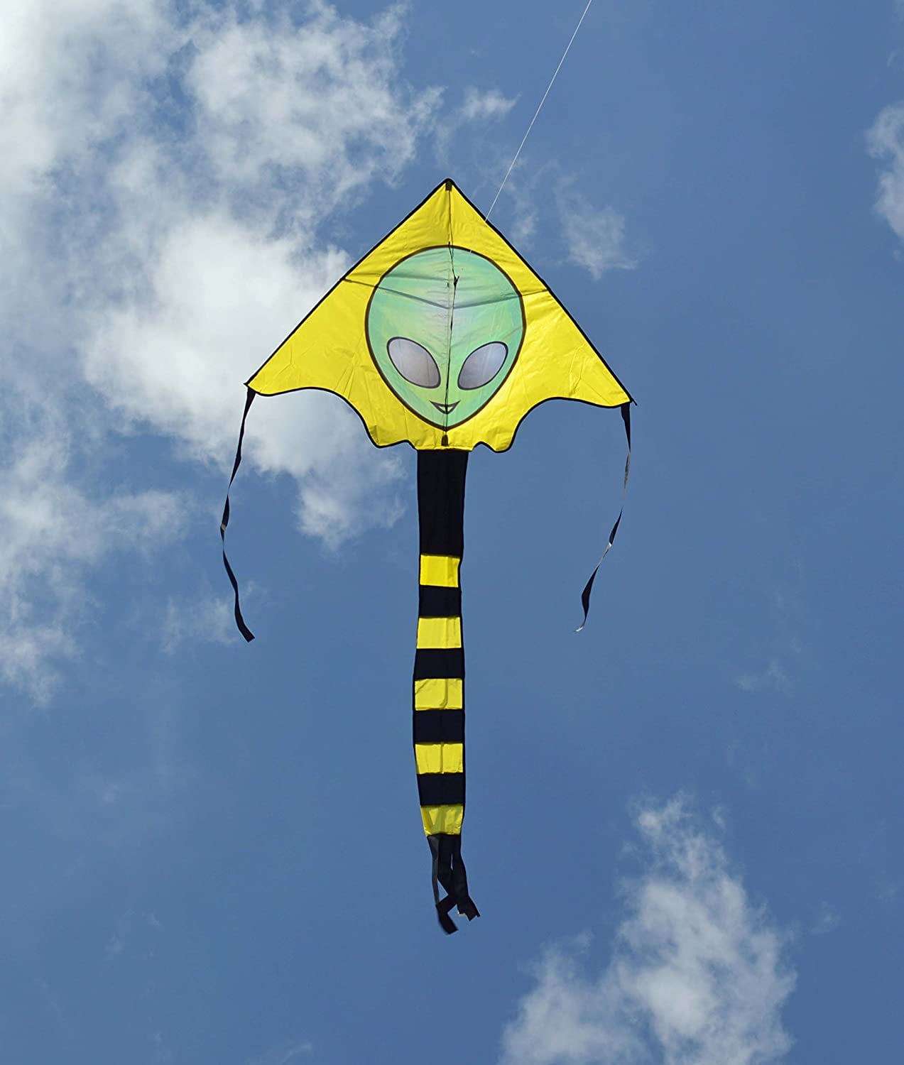 Easy Flyer Big Alien Face Polyester Kite 7 X 4 ft with String and ...