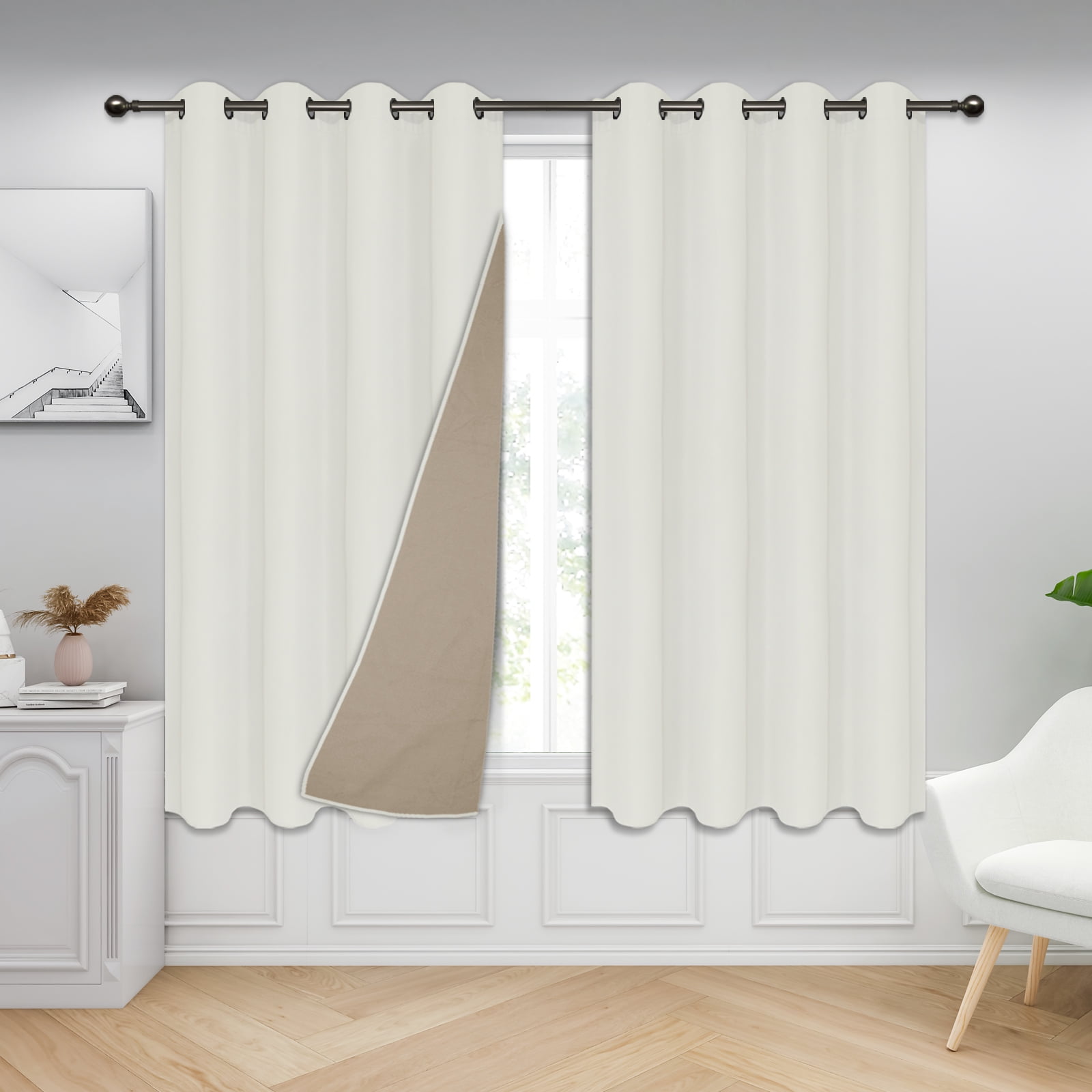 Easy-Going Insulated Bedroom 100% Blackout Grommet Curtain, Block Light ...