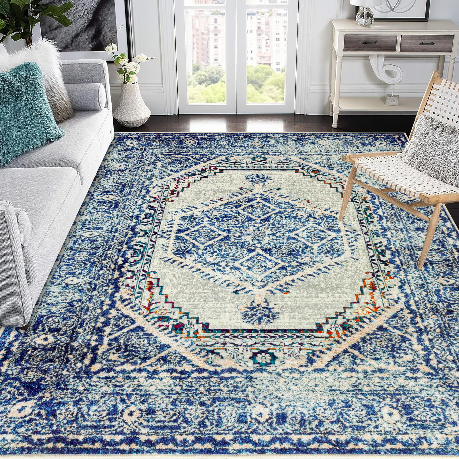Easy-Going Area Rug 5x7 Washable Boho Rugs for Living Room Non-Slip ...