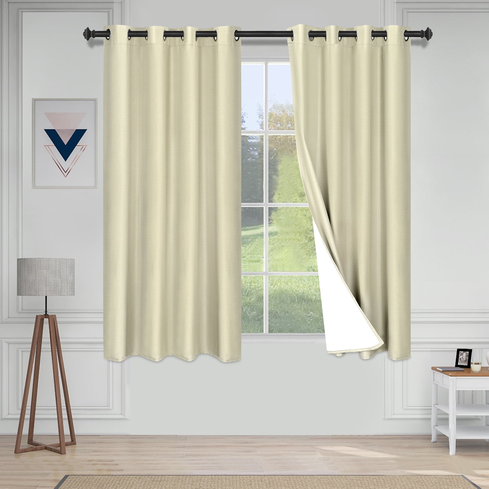Easy-Going Faux Linen 100% Blackout Curtains, Room Darkening Thermal ...