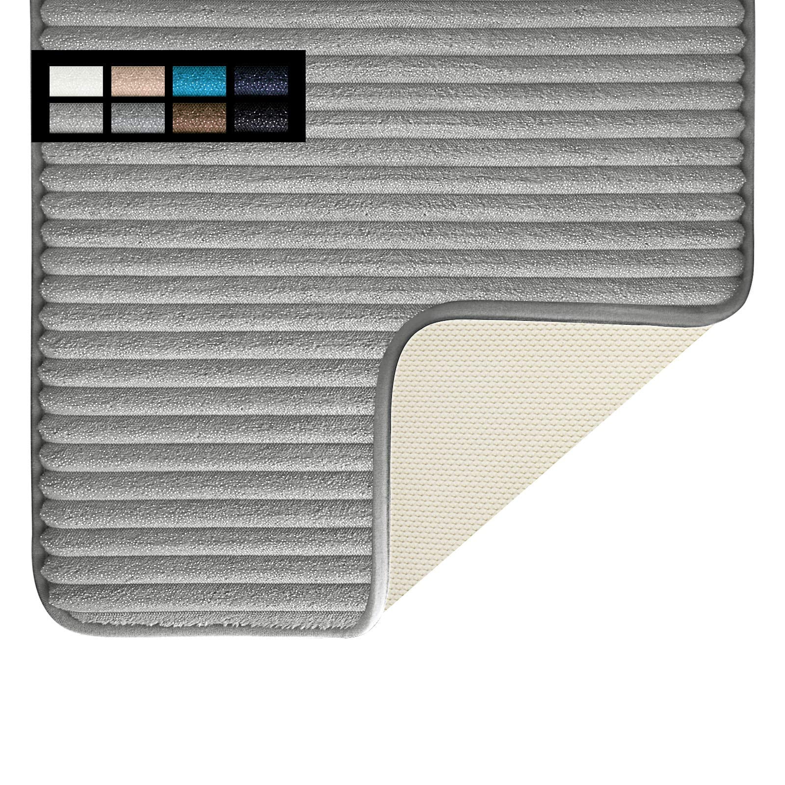 Easy Going Memory Foam Velvet Stripe Foil Glitter Bath Mat, 17x24 in ...