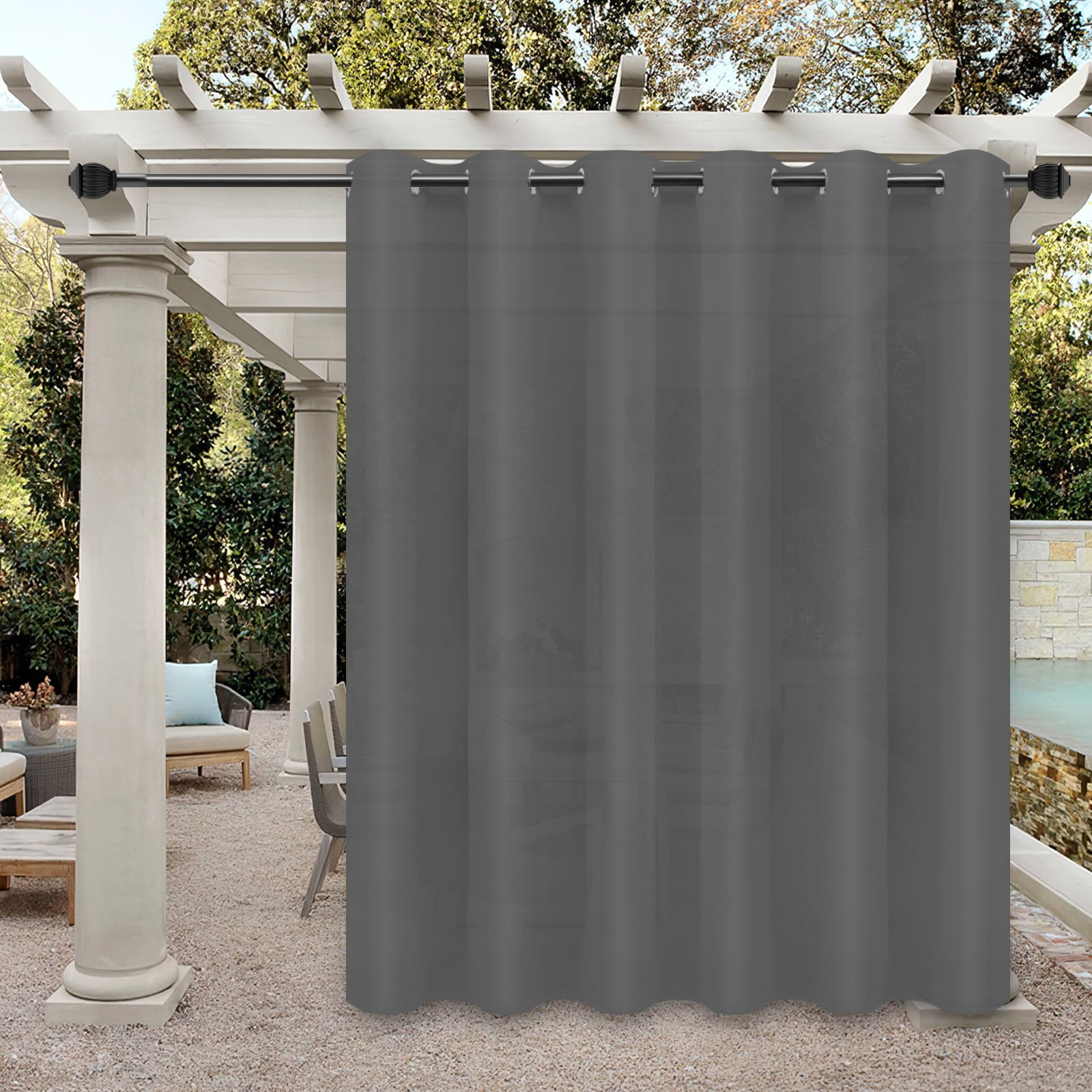 Easy-Going Blackout Outdoor Curtains, Waterproof Patio Drape, Sun ...