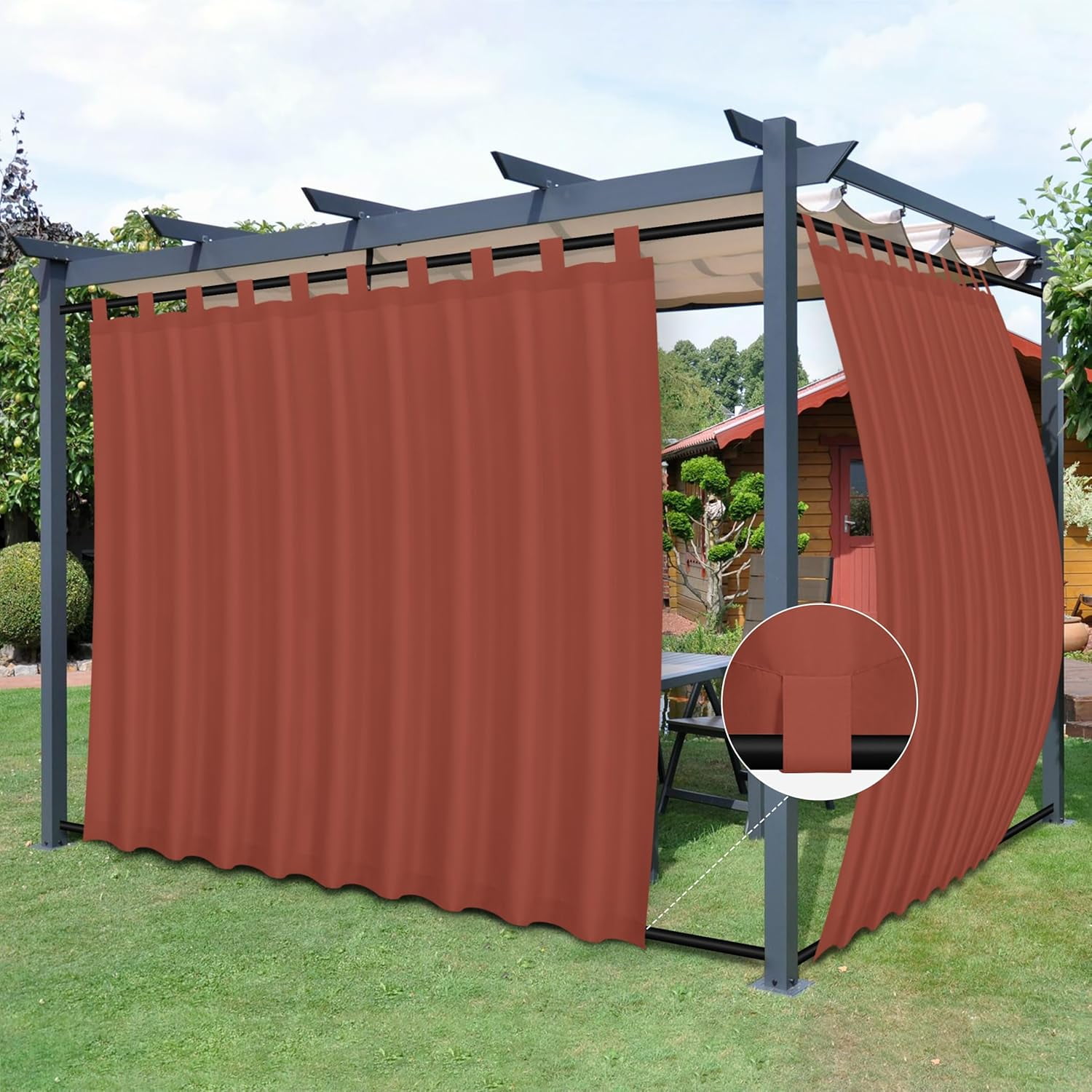 Easy-Going Outdoor Patio Curtains Detachable Tab Top Windproof ...