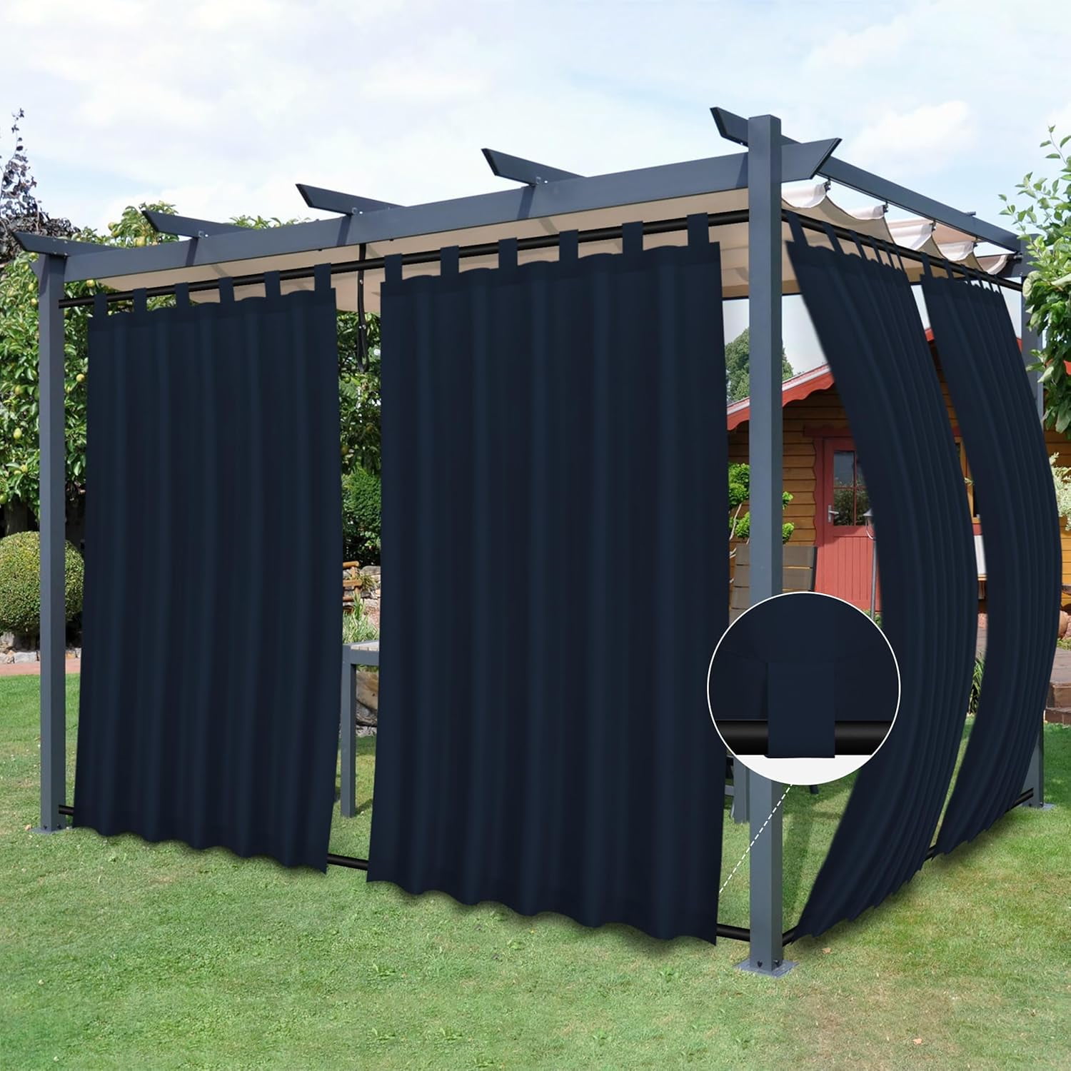 Easy-Going Outdoor Patio Curtains Detachable Tab Top Windproof ...