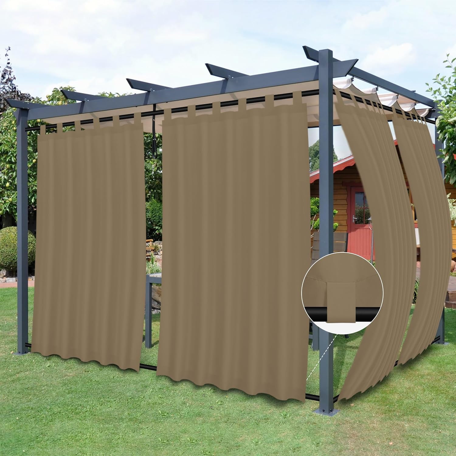 Easy-Going Outdoor Patio Curtains Detachable Tab Top Windproof ...