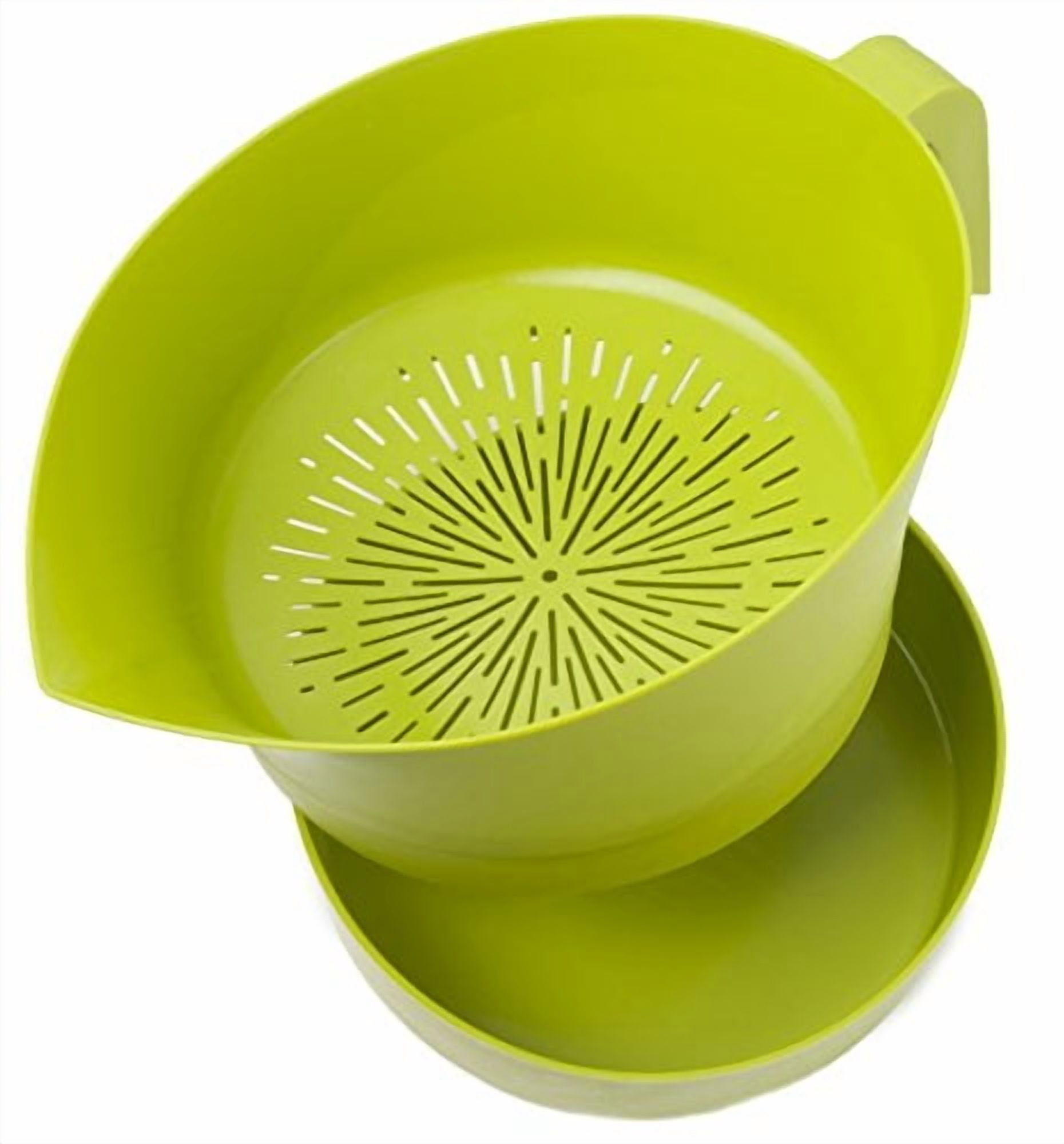 Green Easy Greasy Plastic Strainer with Handle - 3 Pc Colander Set ...