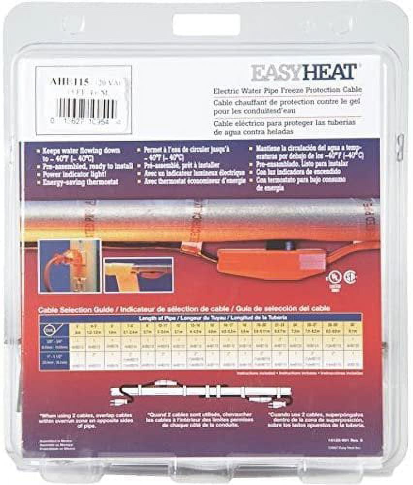 Easy Heat 15' 120V 7 Watt Per Foot AHB Pipe Heating Cable W/Thermostat ...