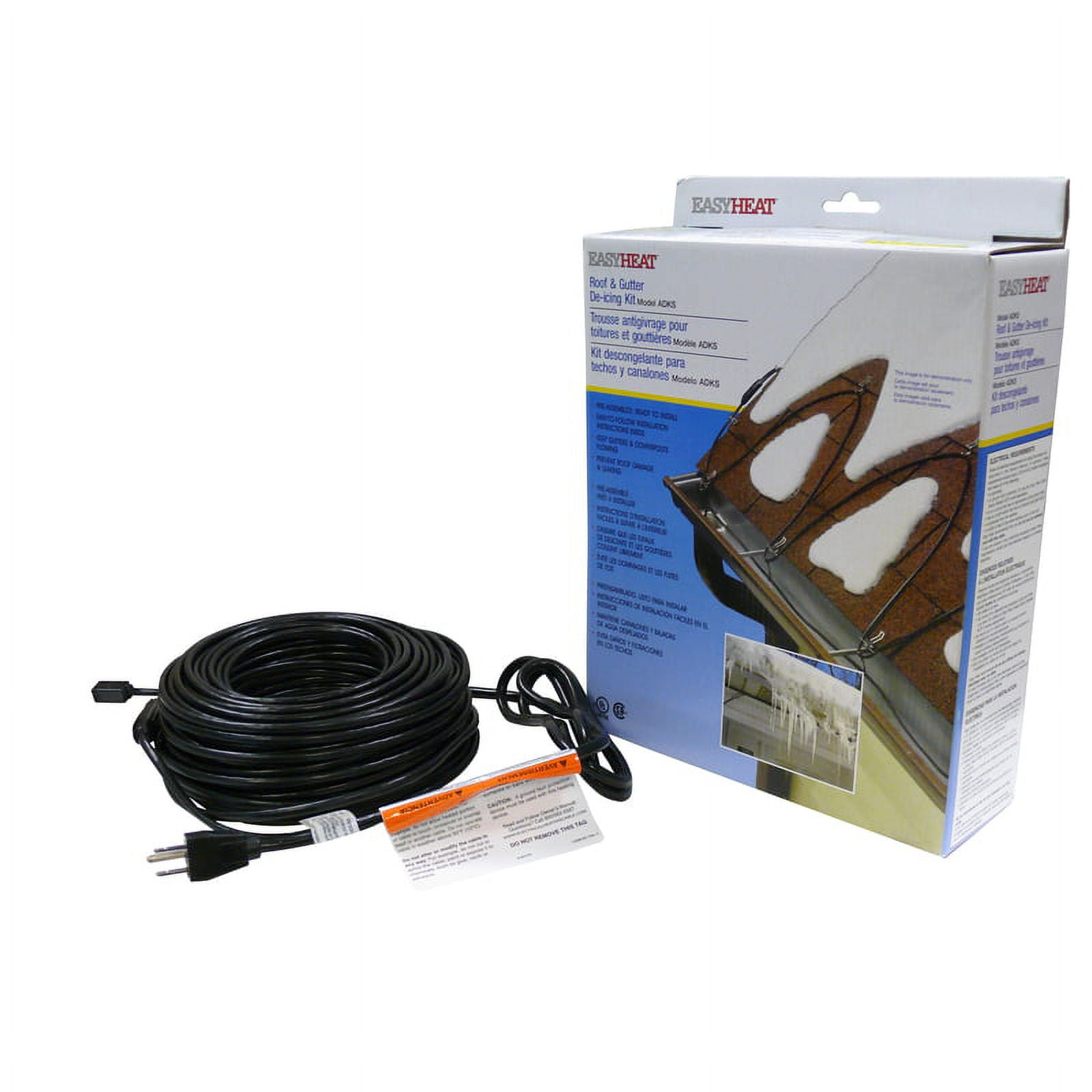 Easy Heat ADKS300 L Roof and Gutter De-Icing Cable with Clips, Leak ...
