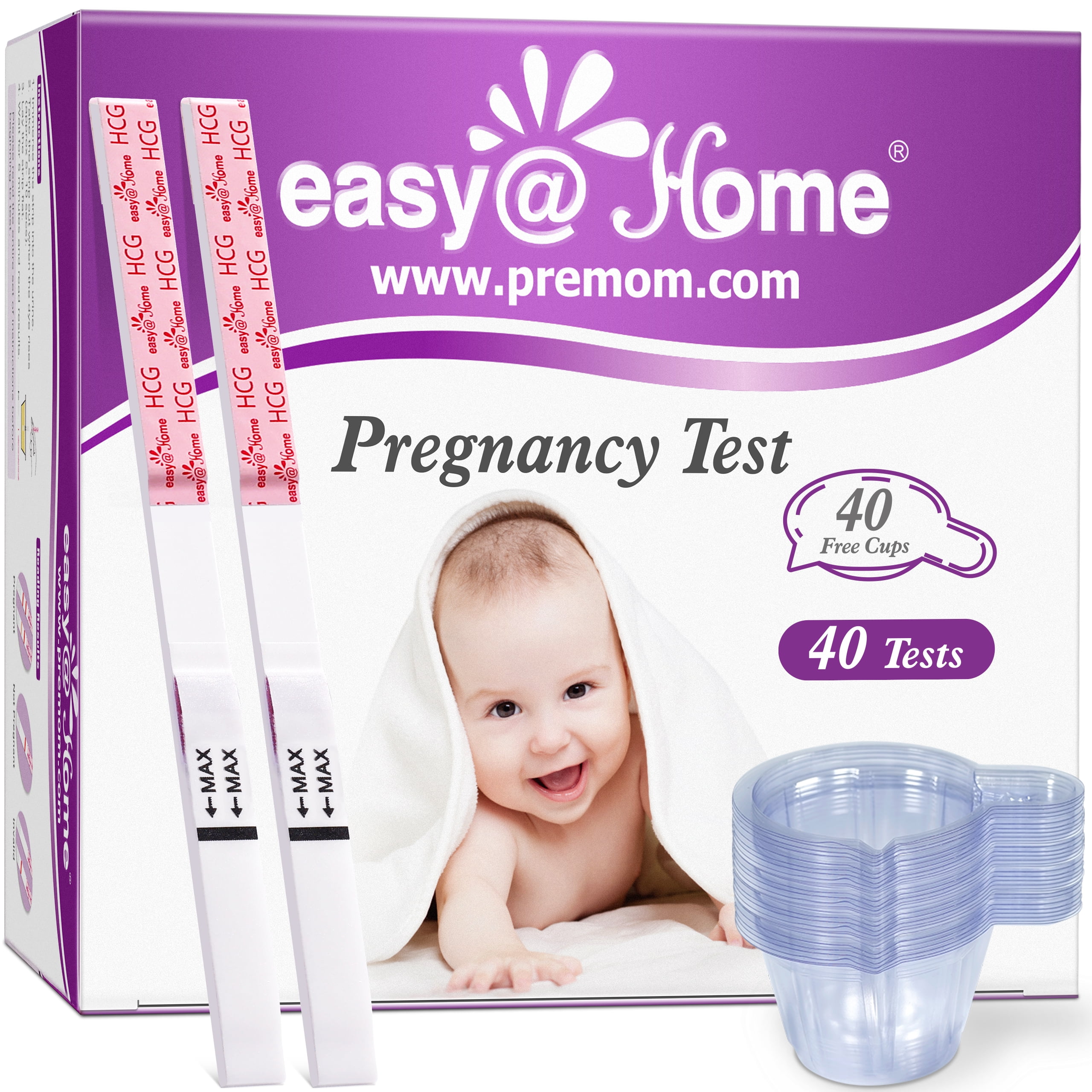 Easy@Home 40 Pregnancy Test Strips + 40 Urine Cups - Early Detection ...