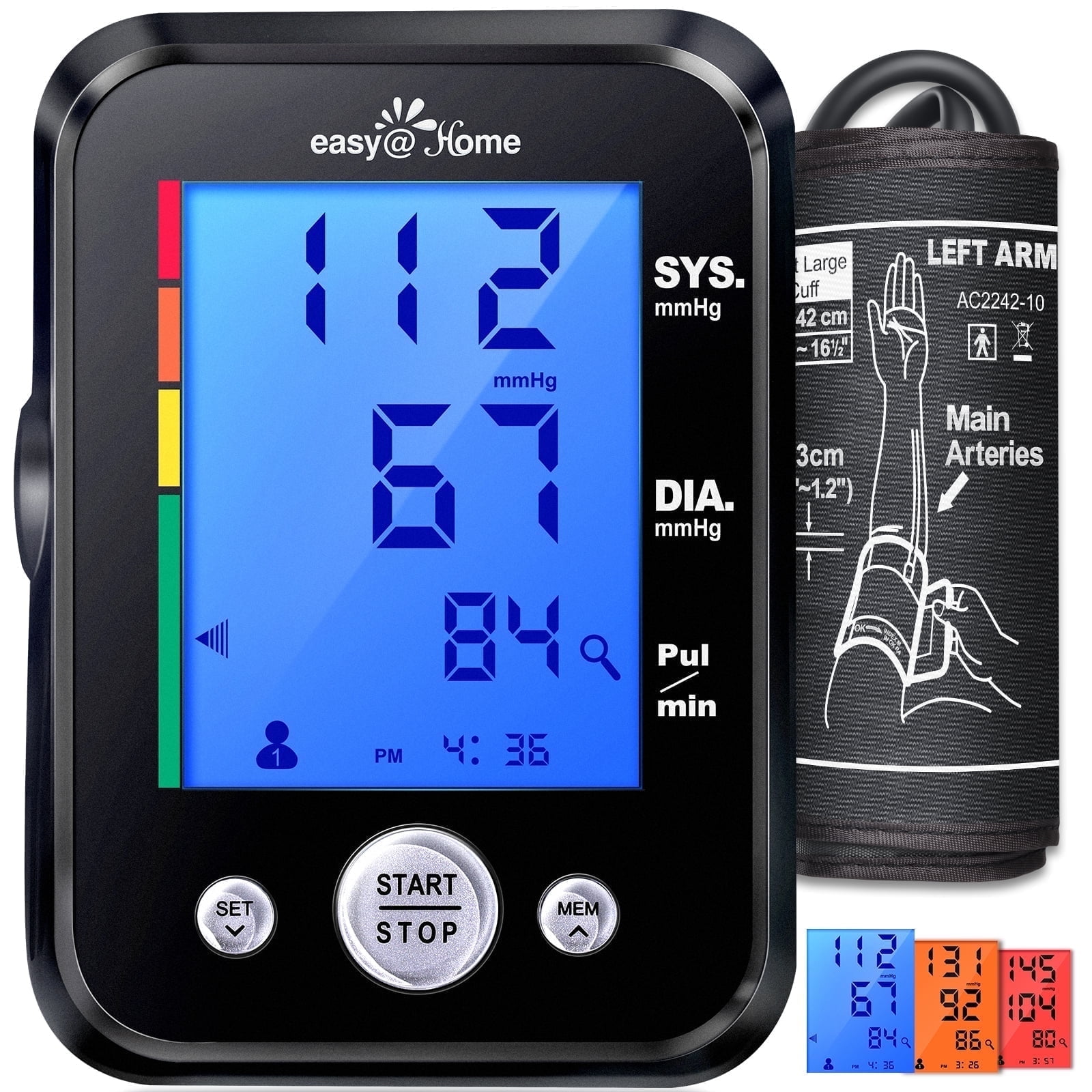 Easy@Home Automatic Upper Arm Blood Pressure Monitor EBP-095 with 3 ...