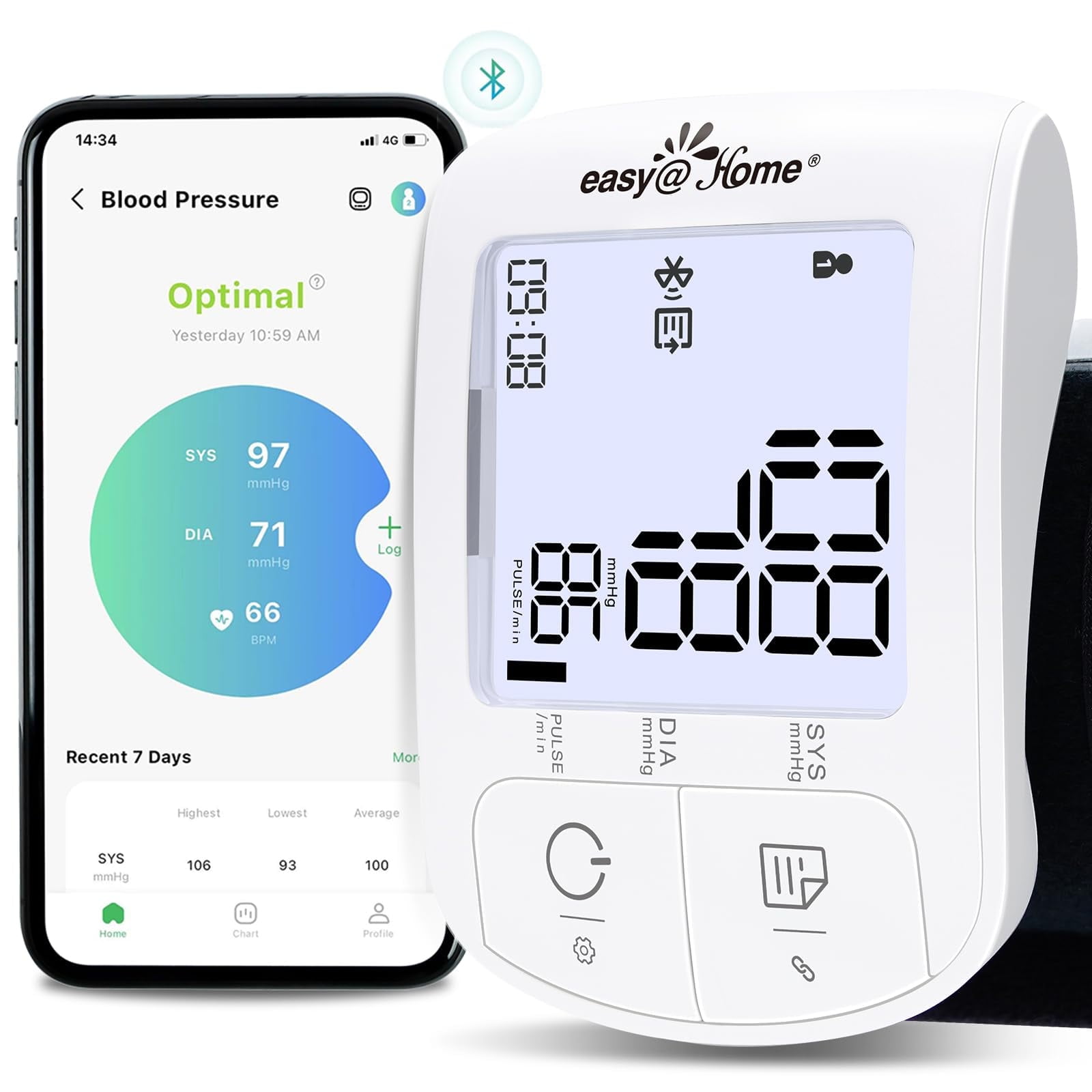 Easy@Home Automatic Wrist Blood Pressure Monitor with Bluetooth ...