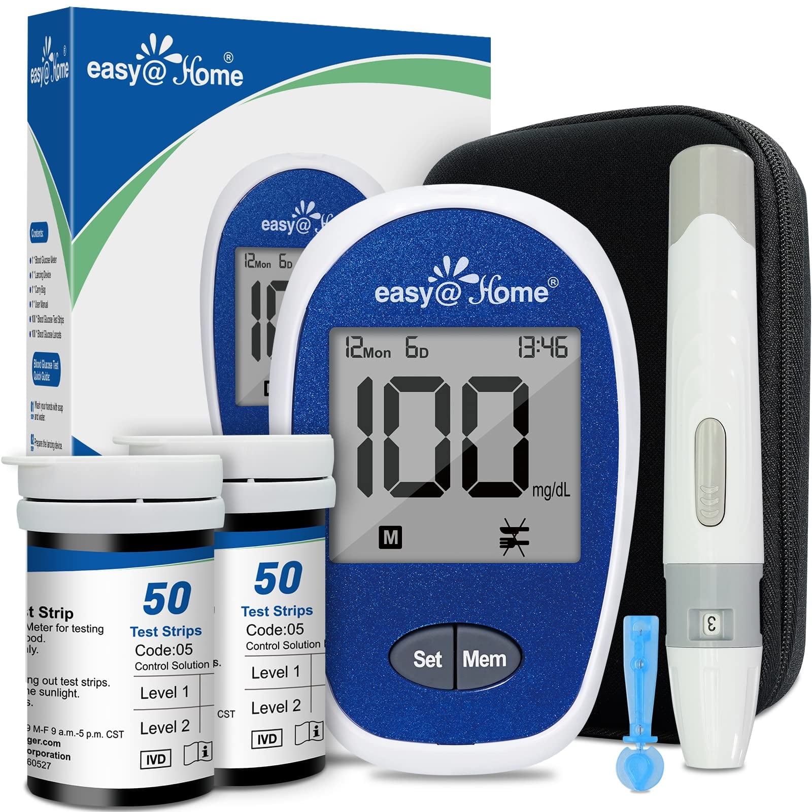 Easy@Home Diabetic Glucometer: Portable Blood Sugar Test Device for ...