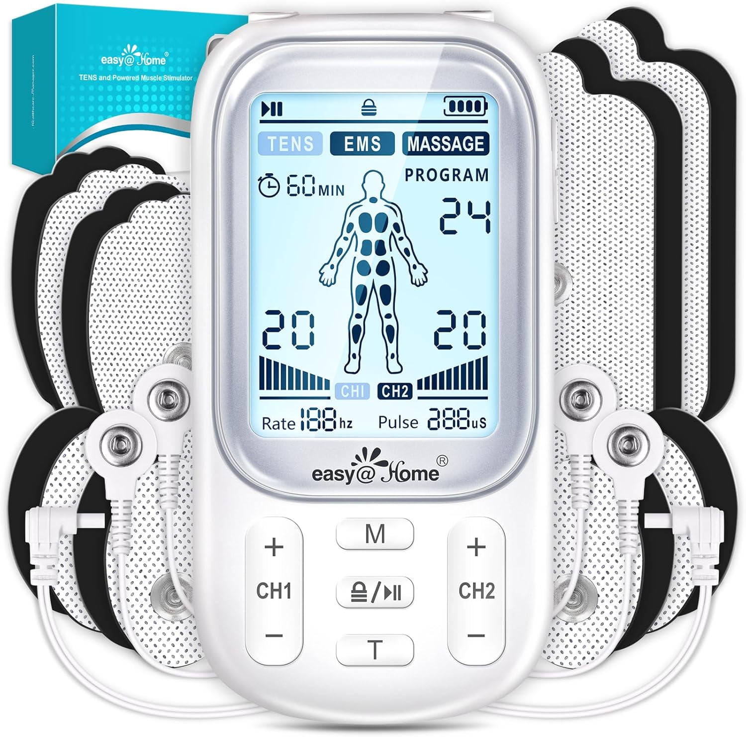 Easy@Home Electronic TENS Unit: Pain Relief Therapy - EMS Pulse ...