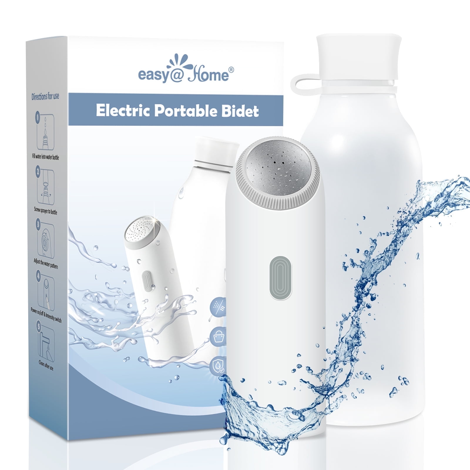 Easy@Home Portable Electric Handheld Travel Bidet Attachment, White ...