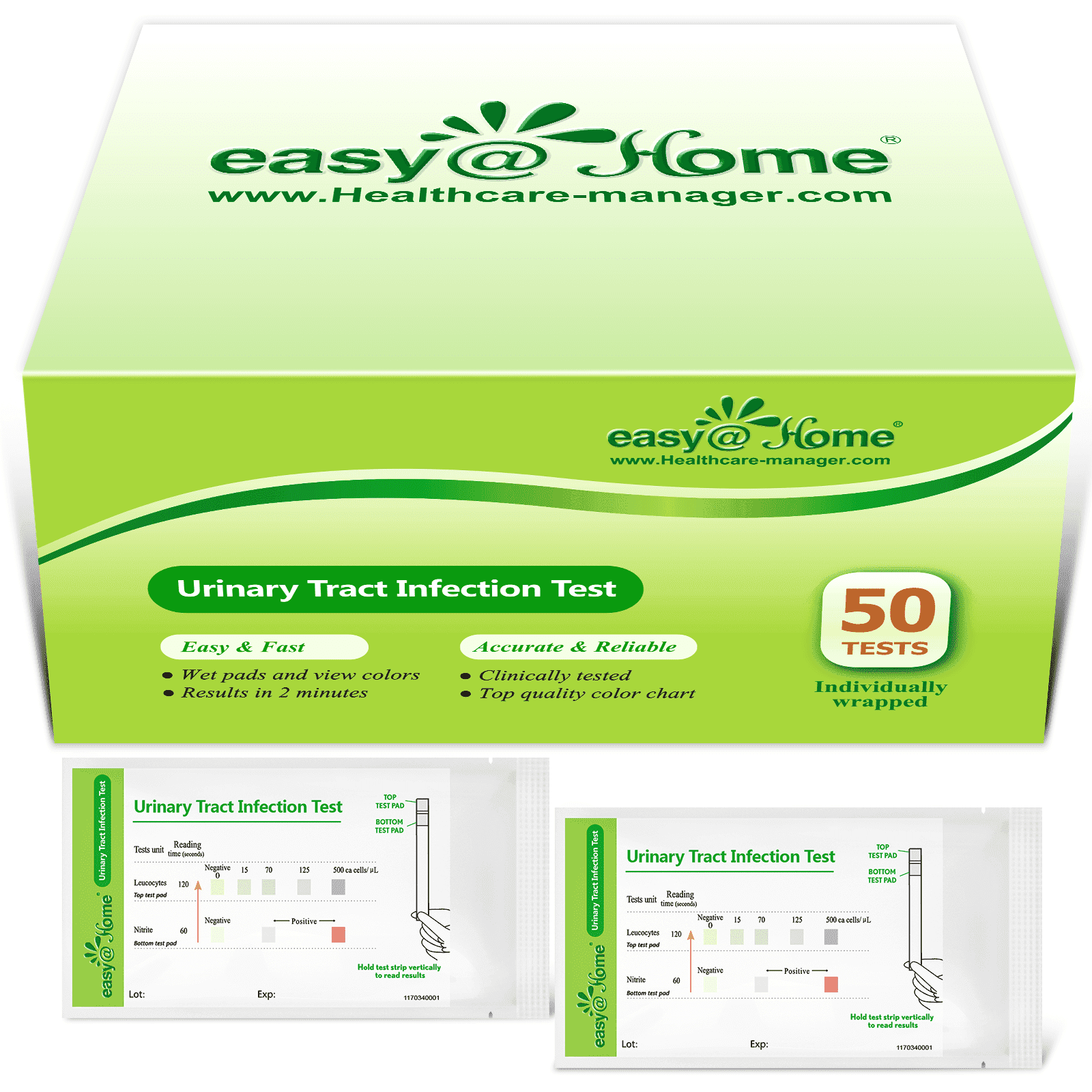 Easy@Home UTI Tests Urinary Tract Infection 50 Pouches/Box UTI-Pouch-50 ...