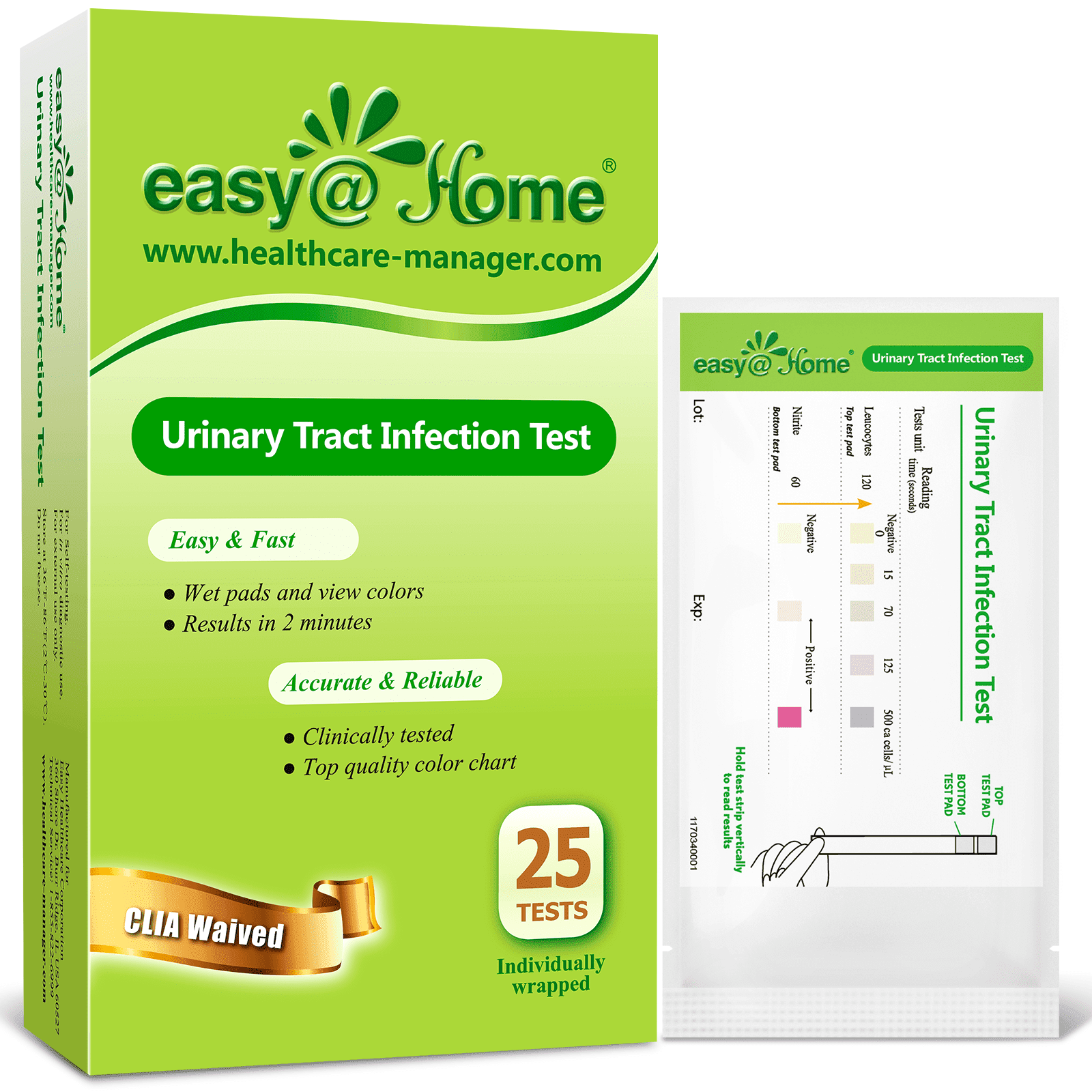 Easy@Home UTI Tests for Urinary Tract Infection 25 Separate Pouch ...