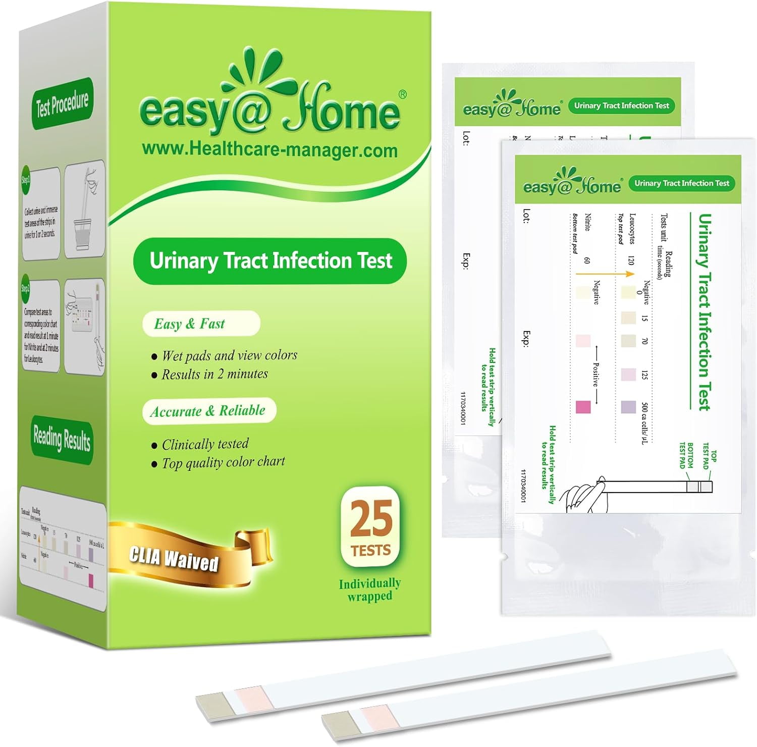 Easy@Home OTC UTI Test Kit, 25 Health Strips for Urinary Tract ...