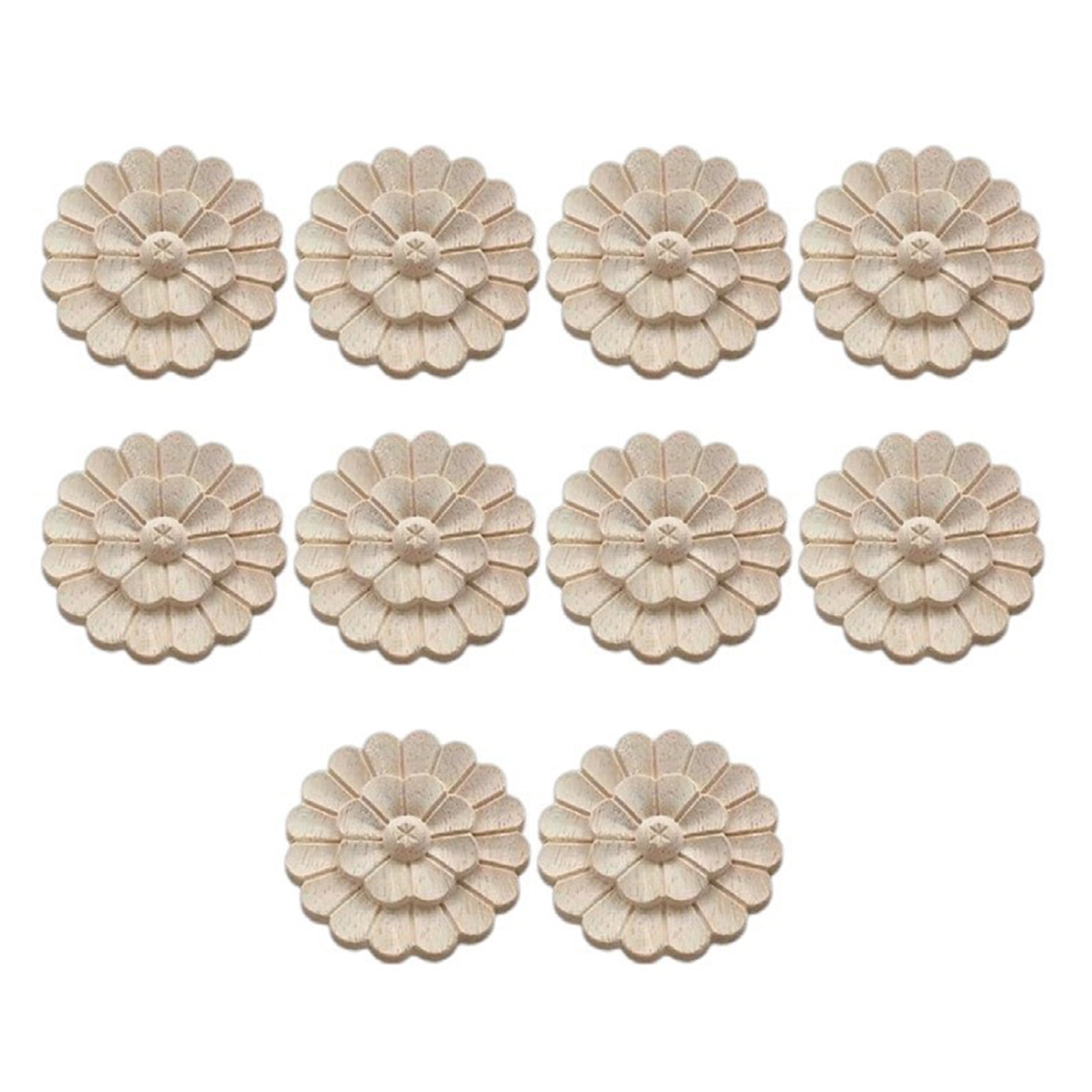 Easy Install Natural Solid Circular Floral Relief Carving Wall Art ...