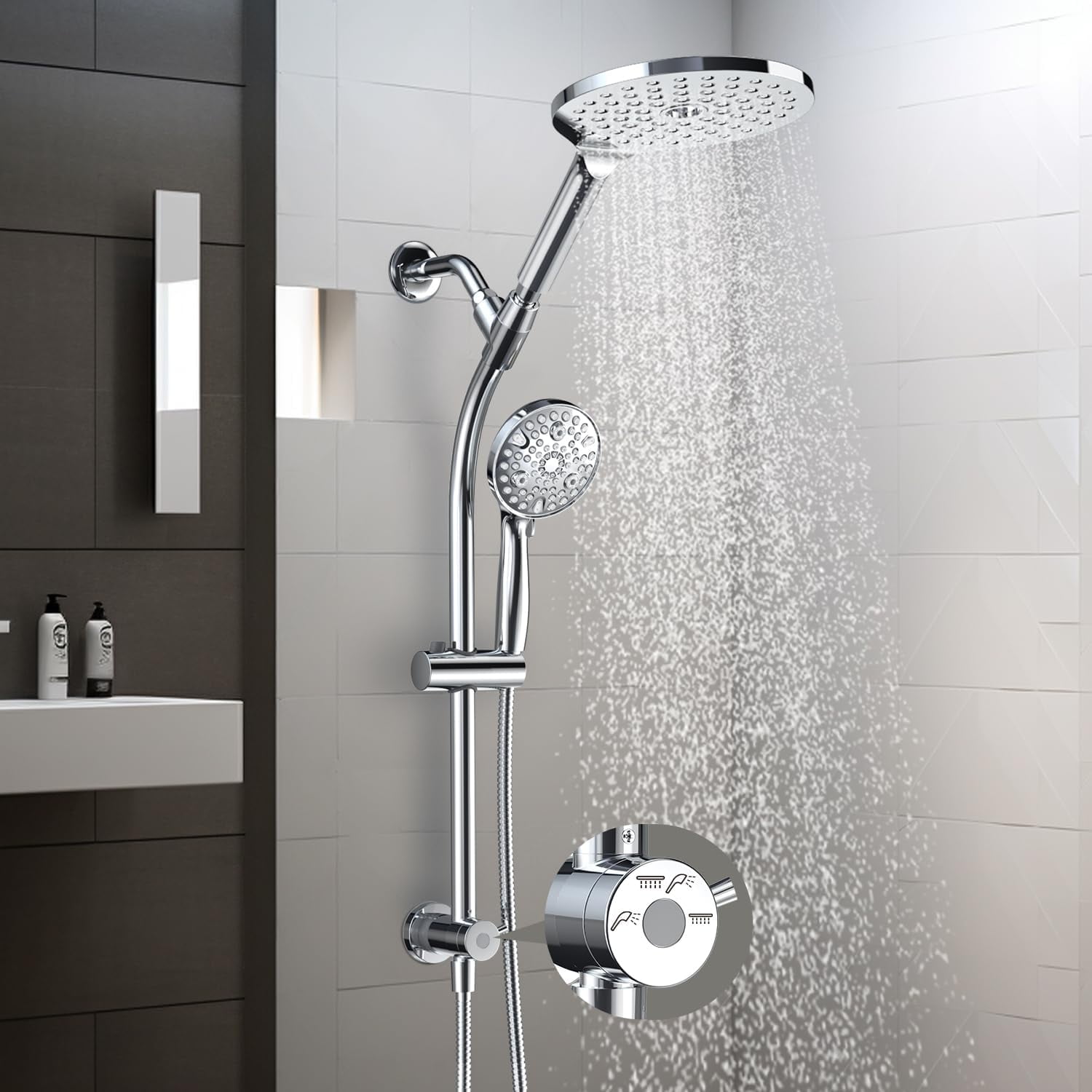 Easy Install Rotatable Dual Bath Showerhead with Detachable Set, Kids ...