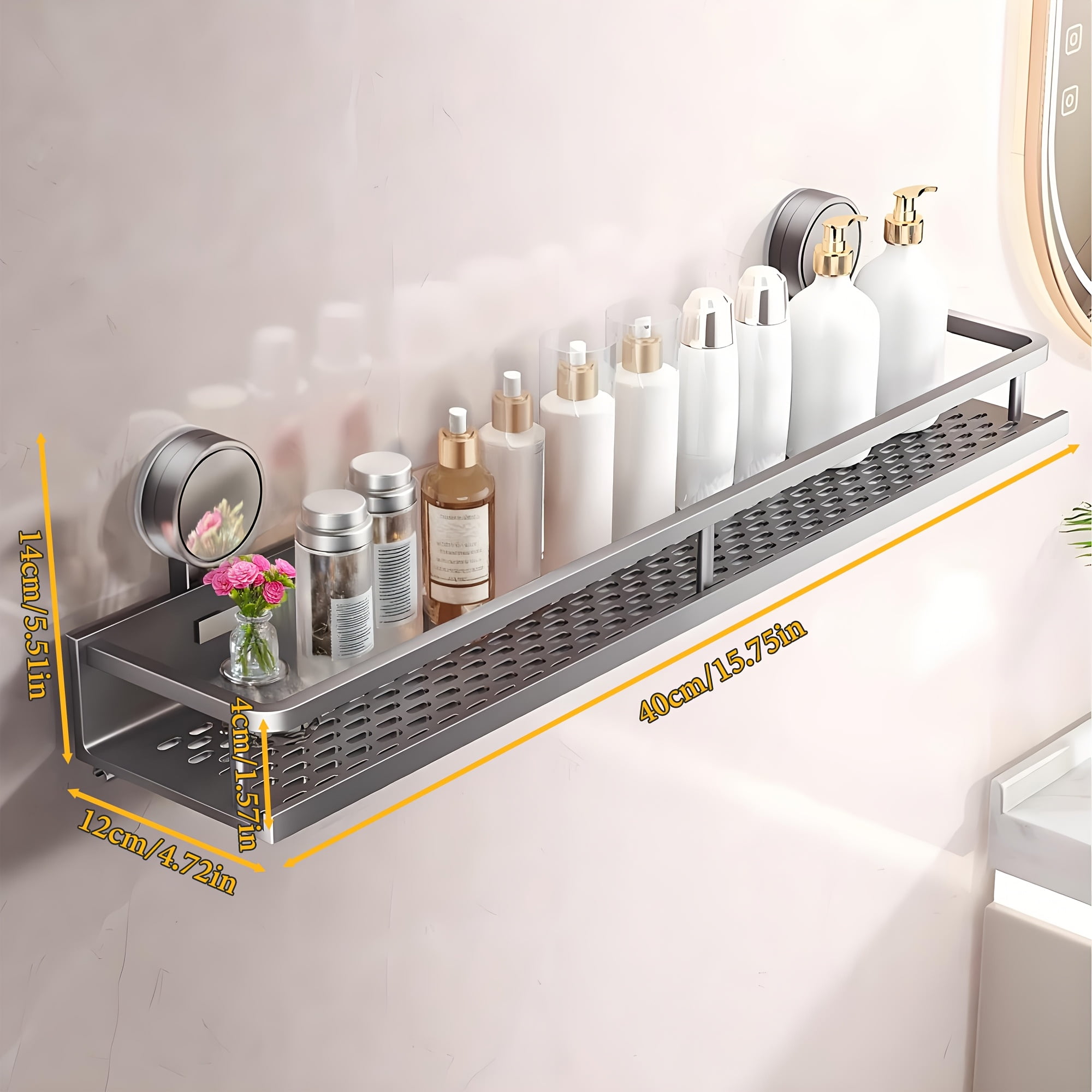 Easy-Install Suction Cup Shower Organizer with Towel Holder, Strong ...
