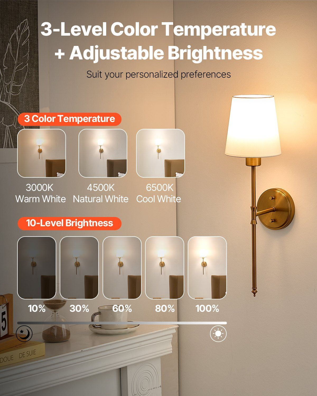 Easy Install Wireless Wall Sconces (Set of 2) with Remote - Battery ...