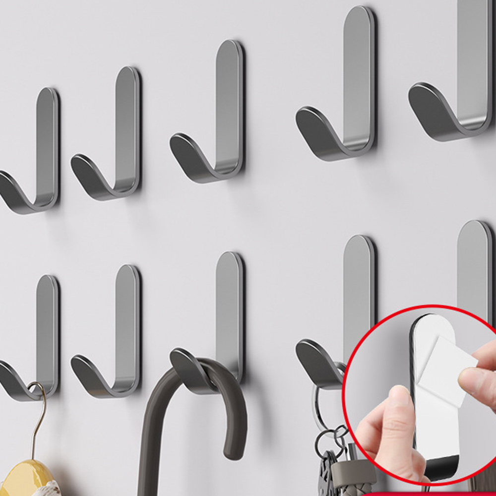 Easy Installation Adhesive Wall Mounted Sticky Hooks Stick On Wall and Door Hooks Wall Hangers ...