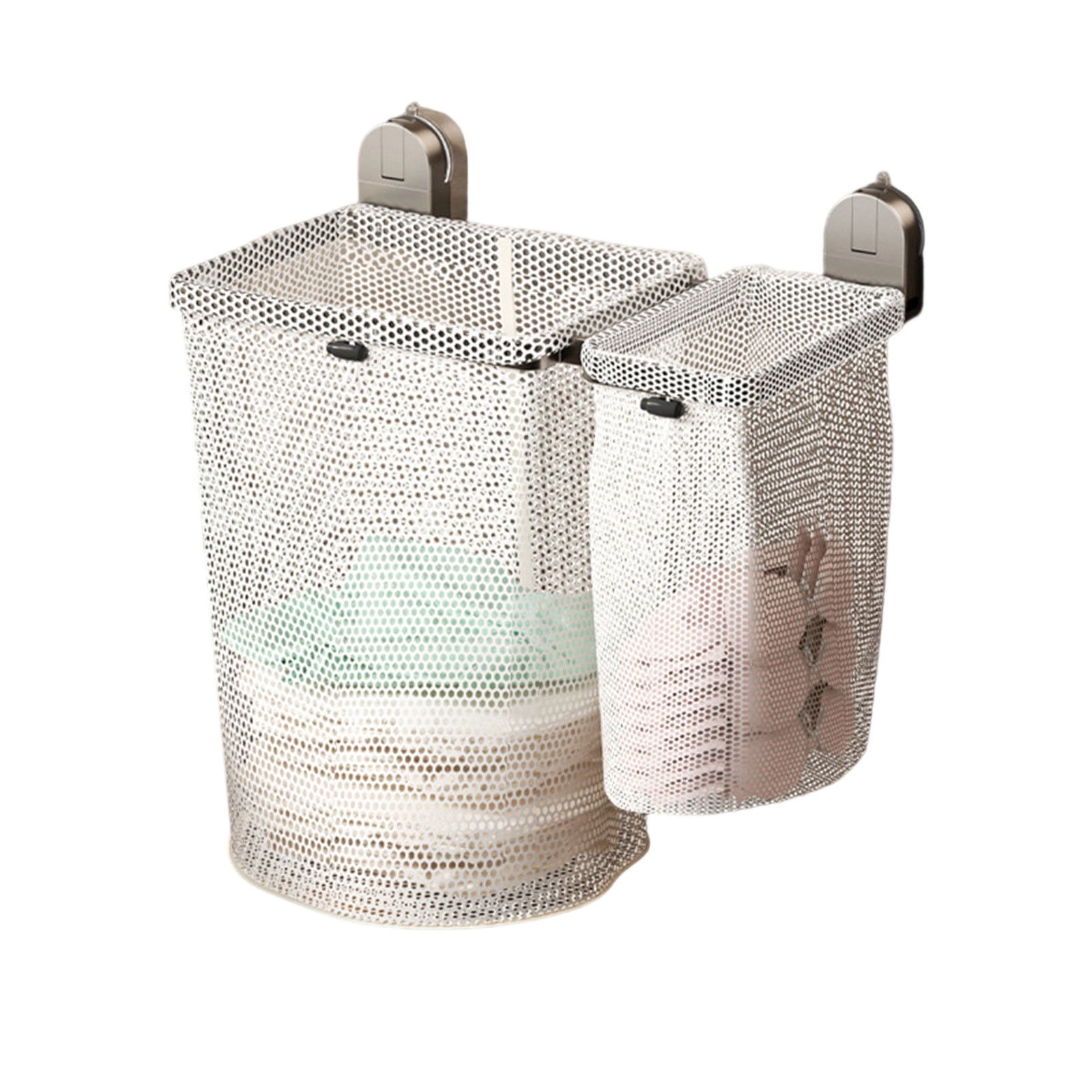 Easy Installation Suction Mount Laundry Organiser Foldable Basket ...