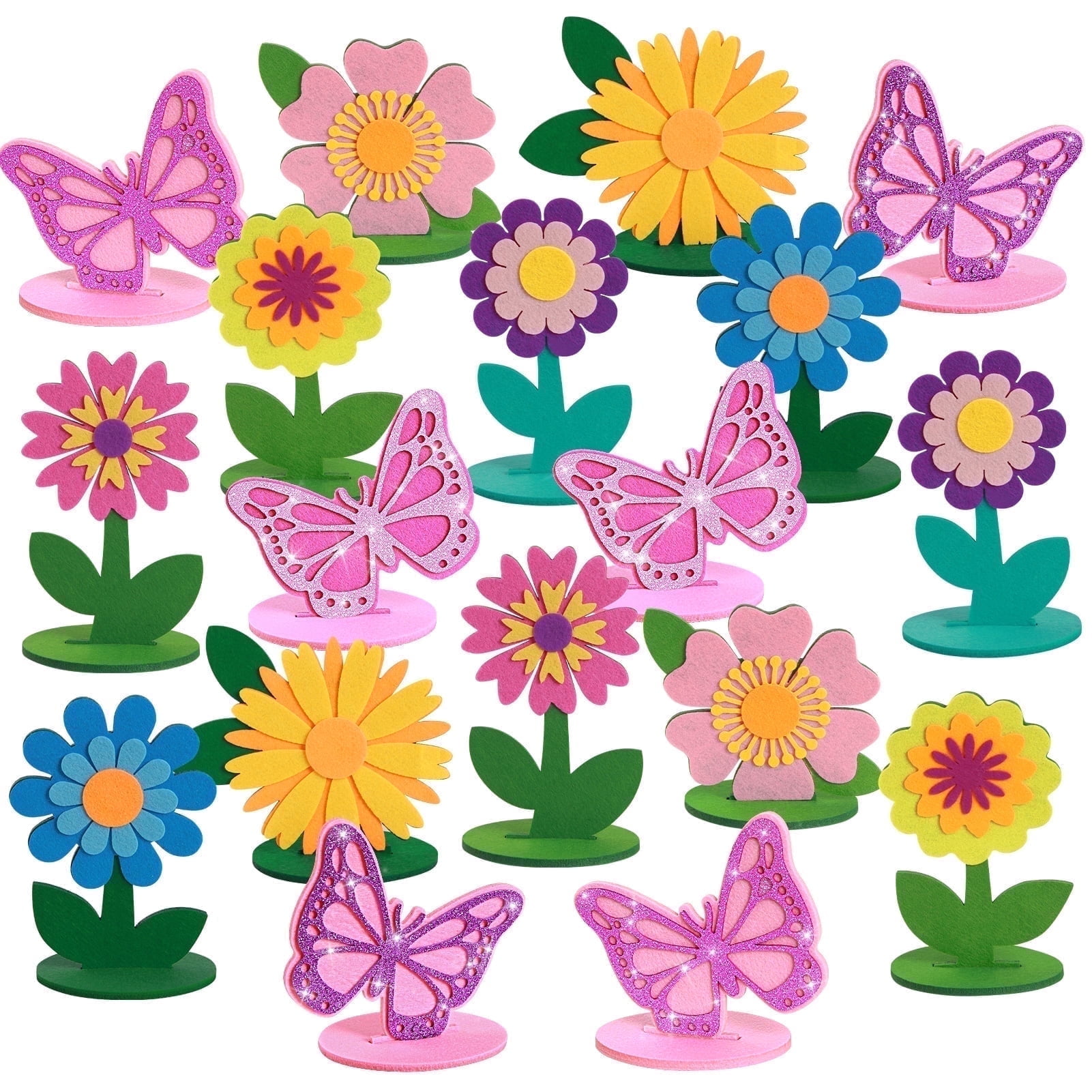 Easy Joy 18pcs Spring Table Centerpieces Flower Butterfly Decorations ...