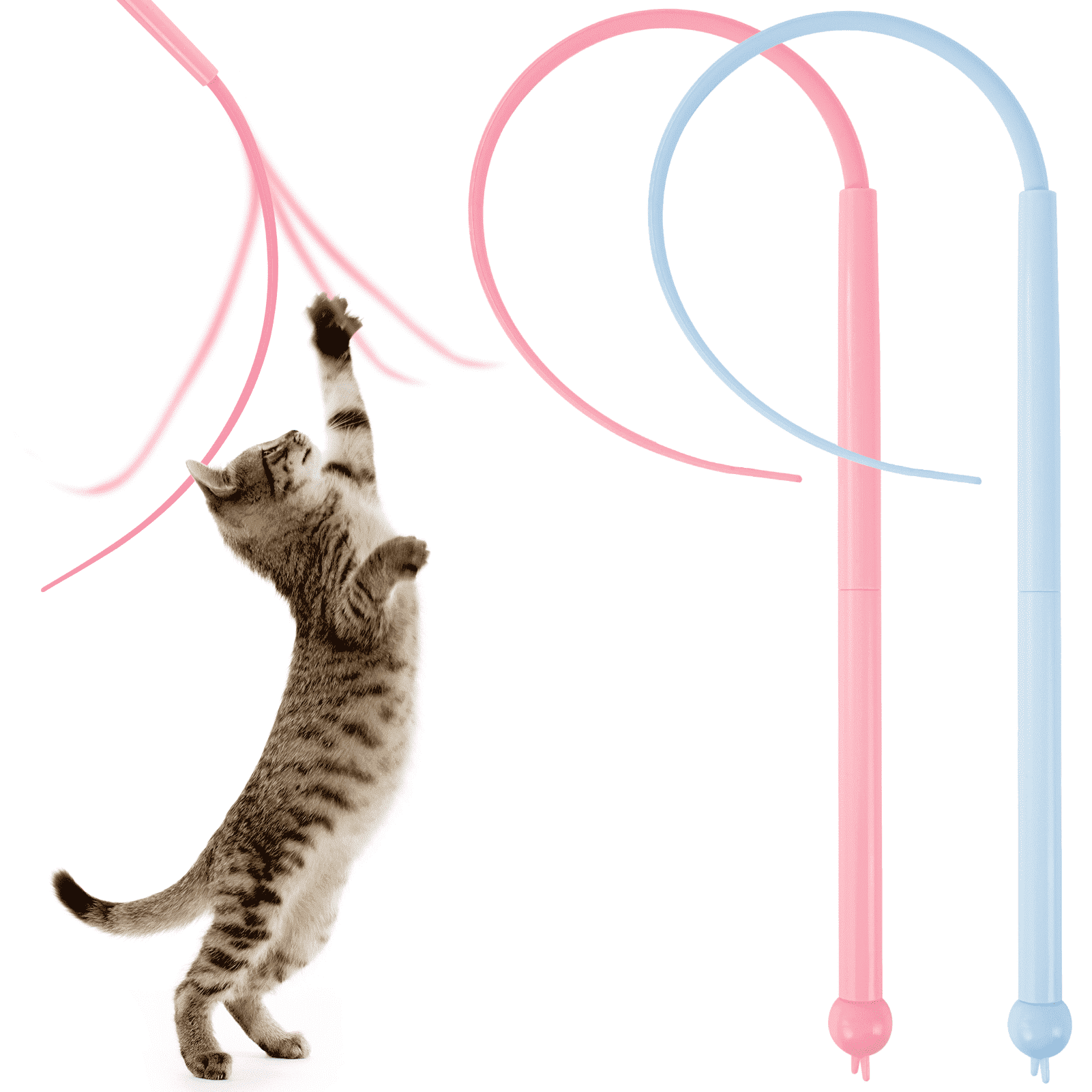 Easy Joy 2Pcs Interactive Cat Toy Wand Cats Silicone Mouse Tail for ...