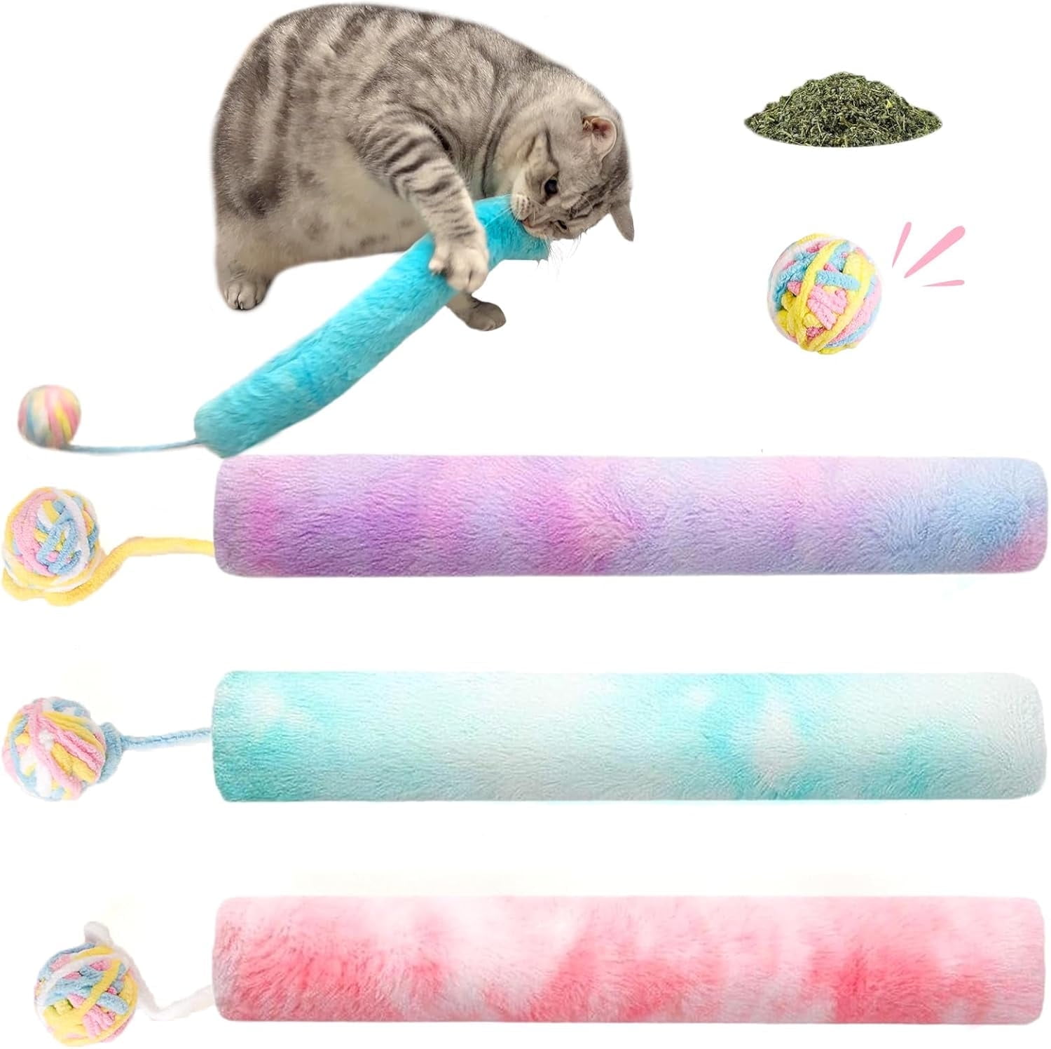 Easy Joy 3pcs Interactive Catnip Cat Toys Cat Pillows with Bell for ...