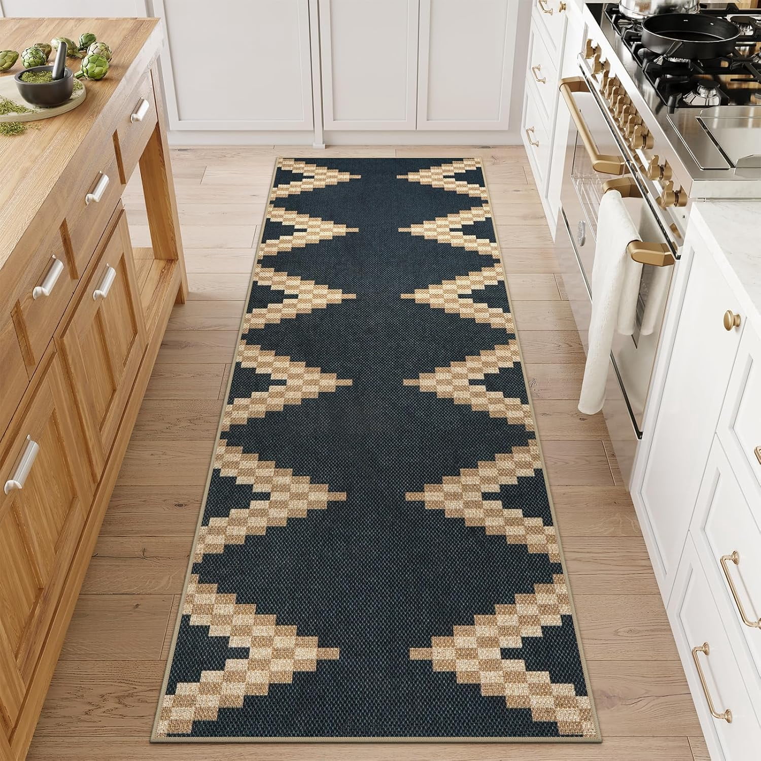 Easy Jute Rug Runner for Hallway Non Slip Washable Rug 2x8 Black ...
