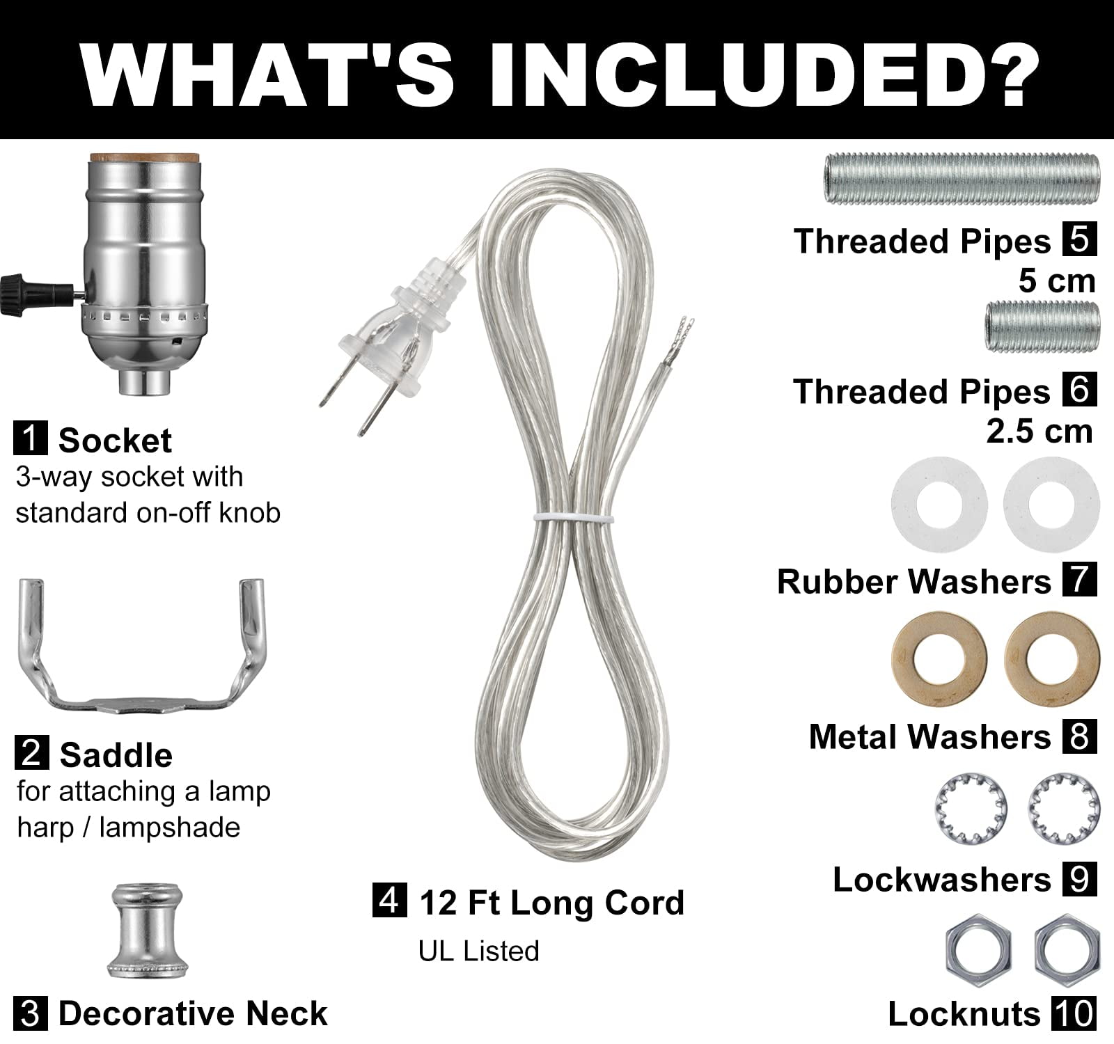 Easy Lamp Socket Replacement Kit - Rewire or Repair Table and Floor ...