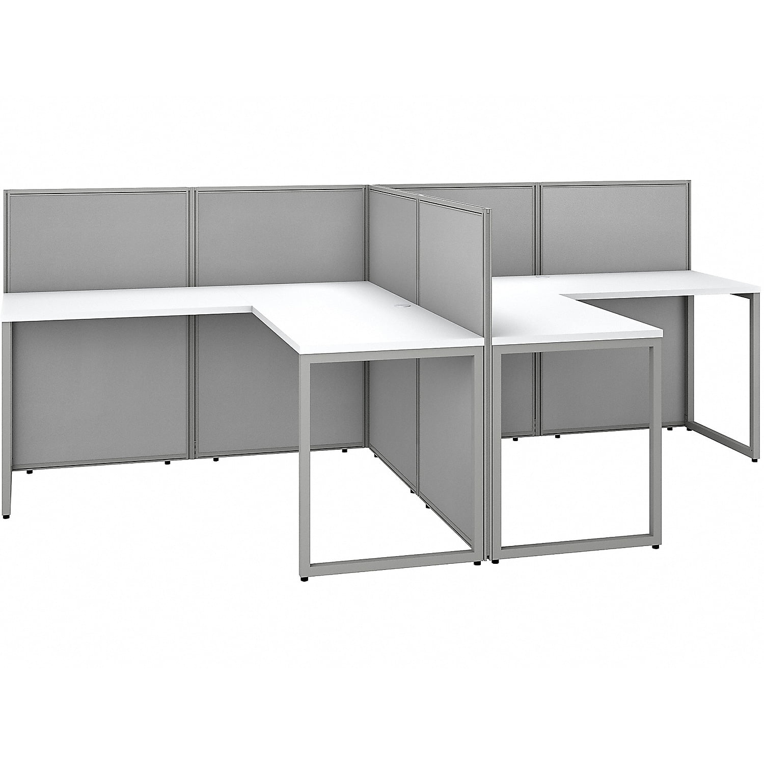 Easy Office 2 Person L Shaped Desk with 45H Panels in White ...