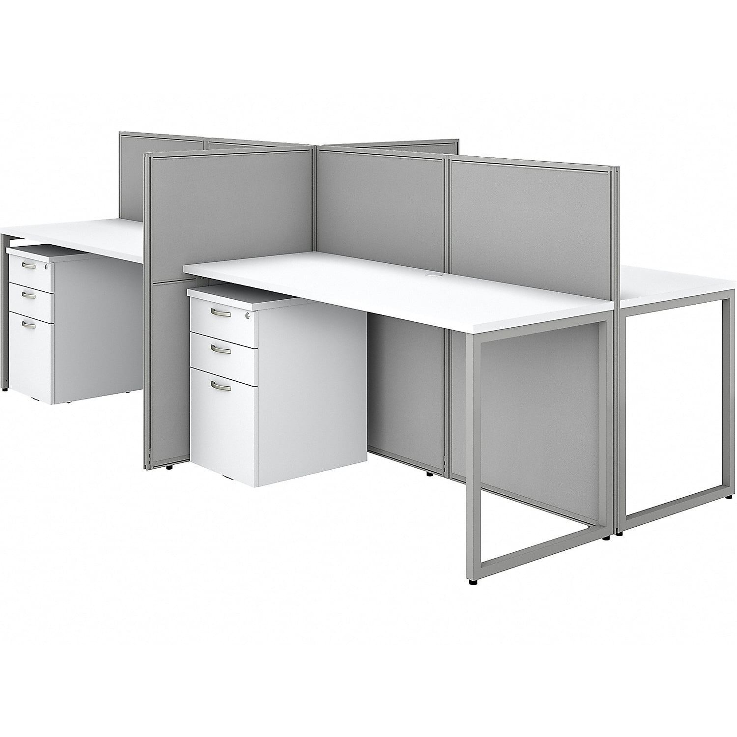 Easy Office 4 Person Desk with Storage and 45H Panels in White ...