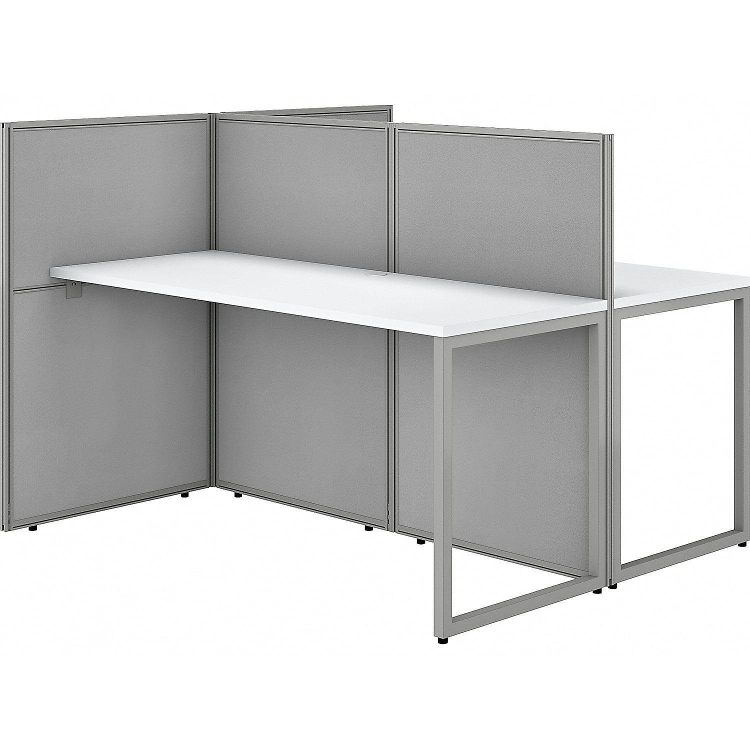 Easy Office 60W 2 Person Cubicle Desk with 45H Panels in White ...