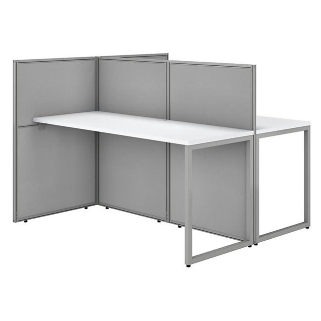 Easy Office 60W 2 Person Cubicle Desk with 45H Panels in White ...