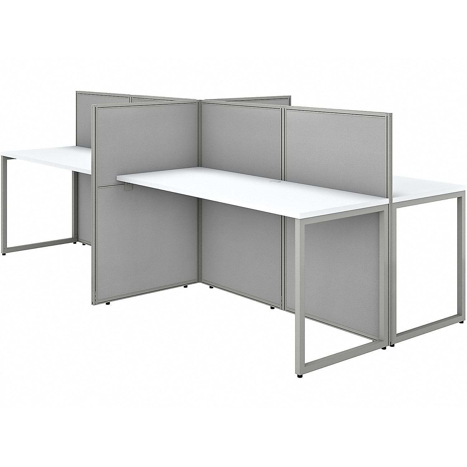 Easy Office 60W 4 Person Desk with 45H Panels in White - Engineered ...