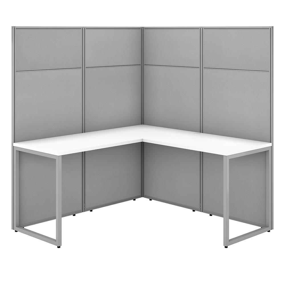 Easy Office 60W L Shaped Cubicle Desk with 66H Panels in White ...