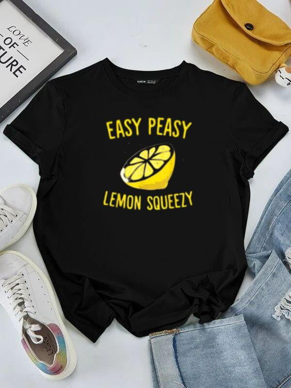 Easy Peasy Lemon Squeezy Funny Lemons Summer Lemonade Graphic T-Shirt Unisex, up to size 5XL ...