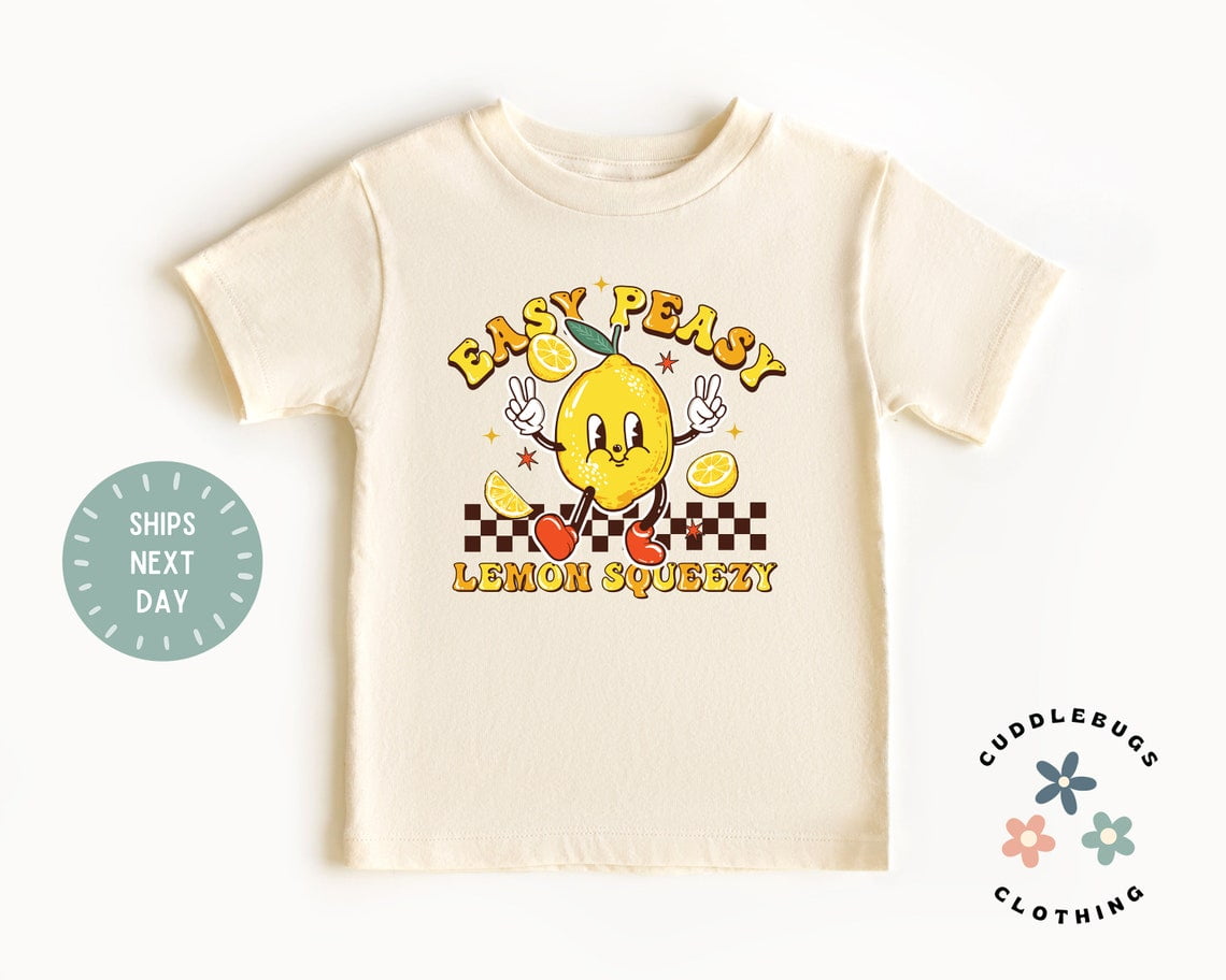 Easy Peasy Lemon Squeezy Kids Shirt - Funny Retro Lemon Kids Tee - Cute ...